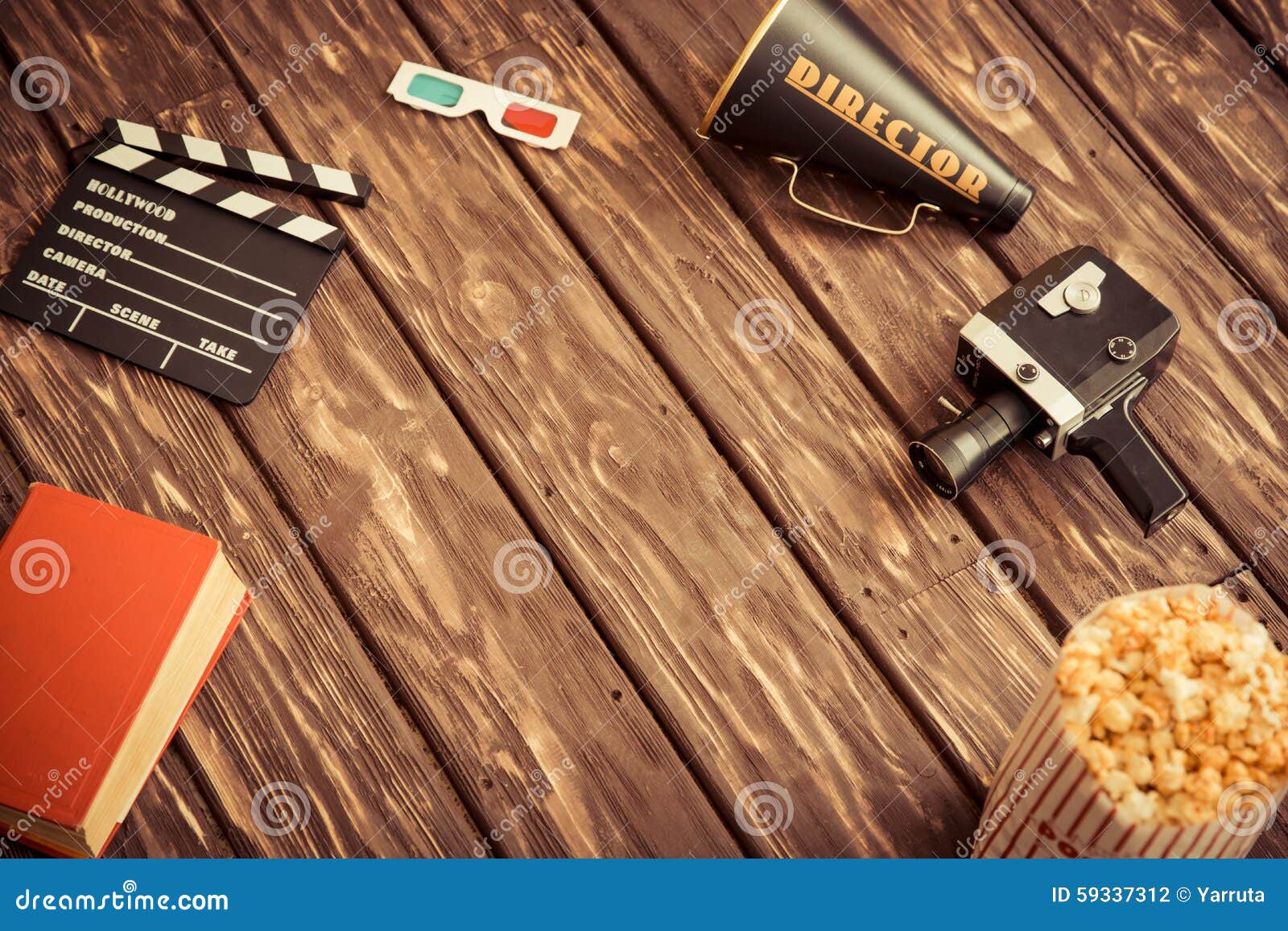 Cinema stock photo. Image of table, retro, book, items - 59337312