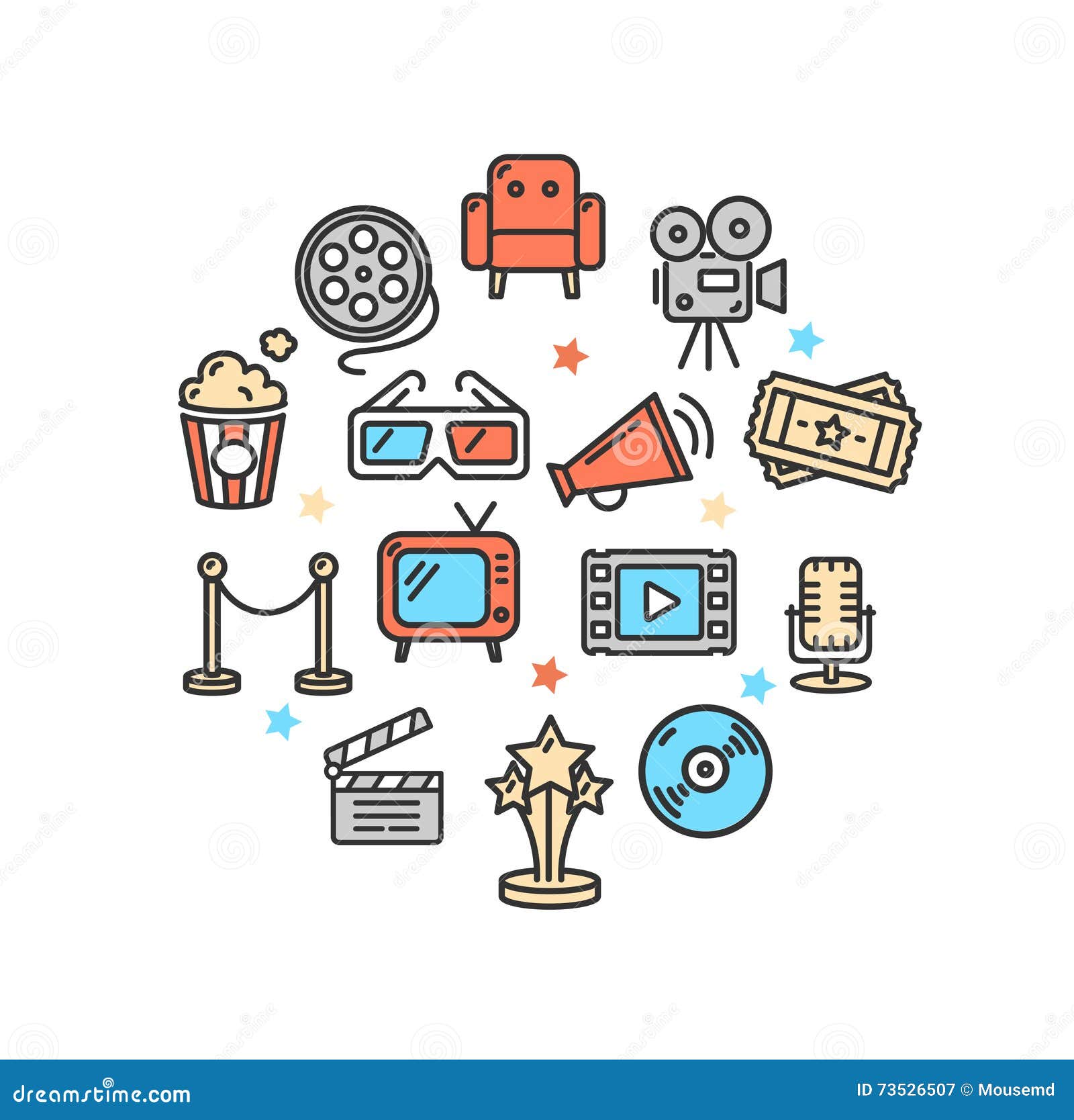 Cinema Round Design Template Thin Line Icon. Vector Stock Vector ...