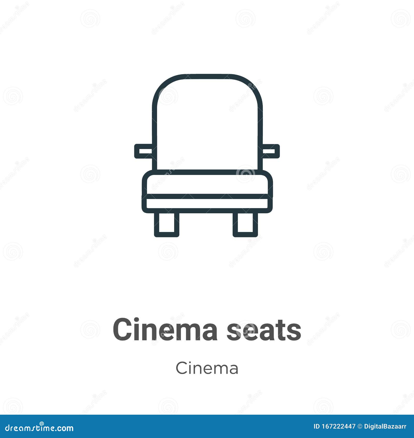 Cinema Seats Outline Vector Icon. Thin Line Black Cinema Seats Icon ...