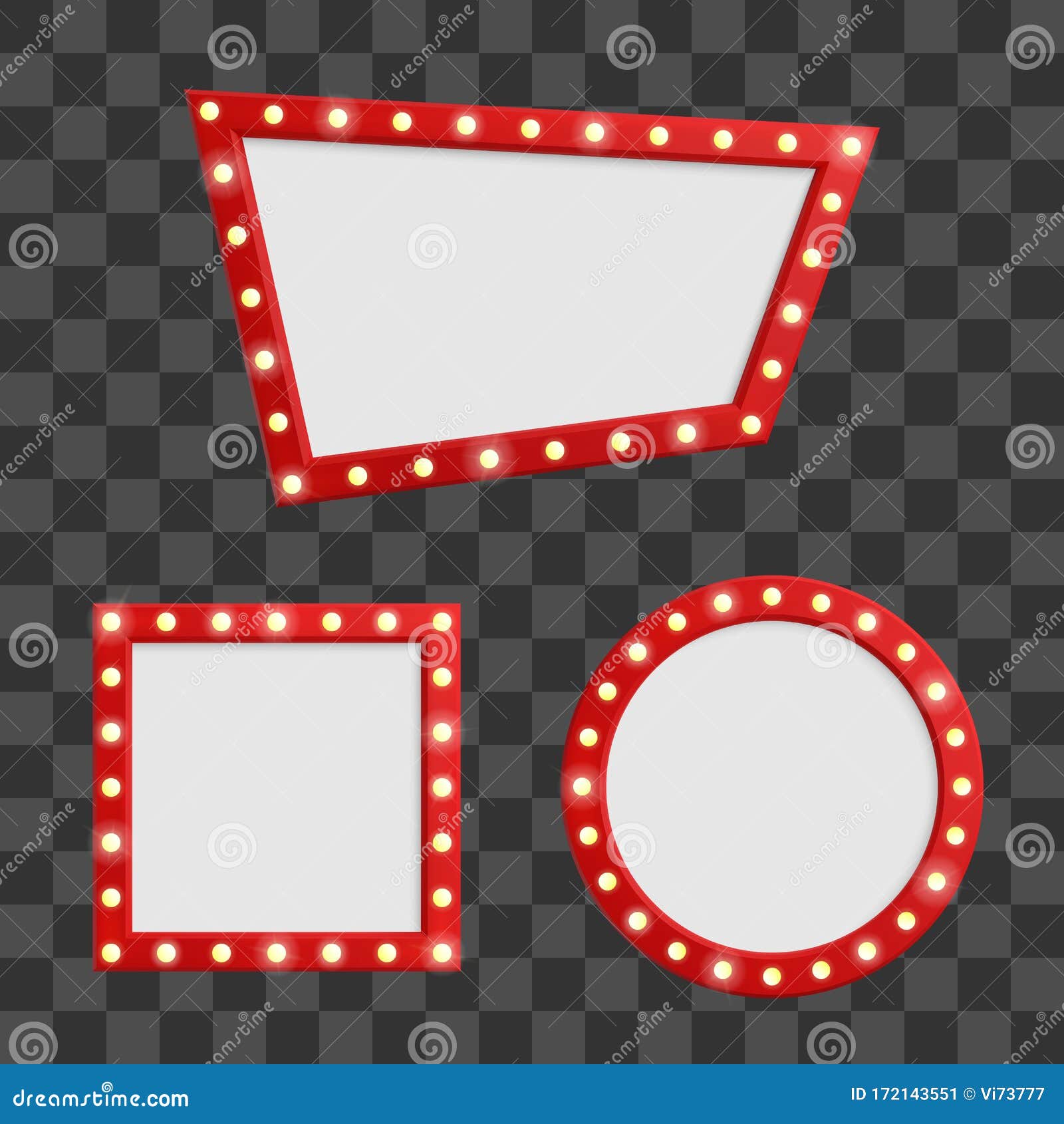 Cinema Signboard Set with Light Bulbs. Retro Show Frame. Vector ...