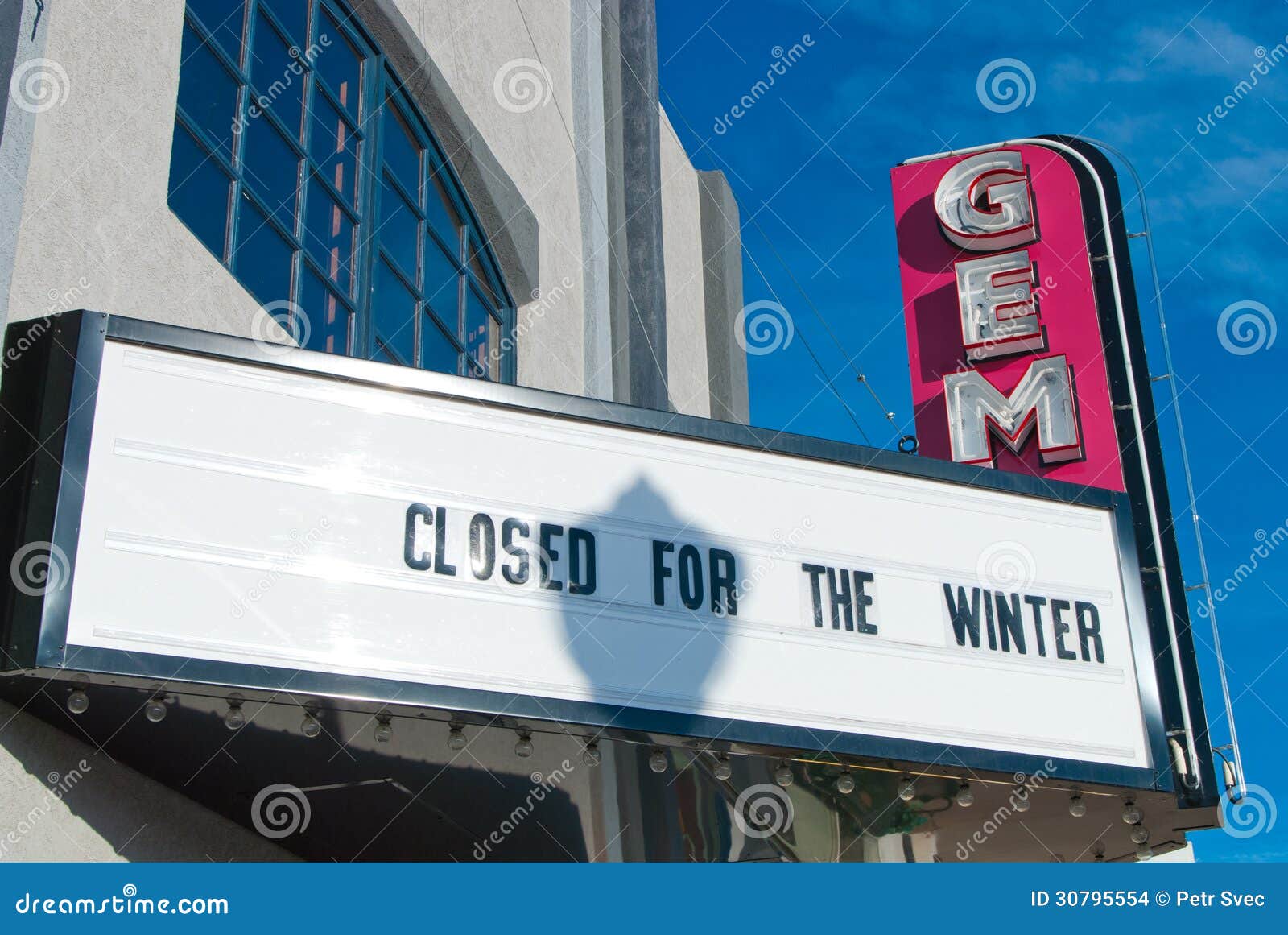 Cinema Sign stock photo. Image of movie, america, winter - 30795554