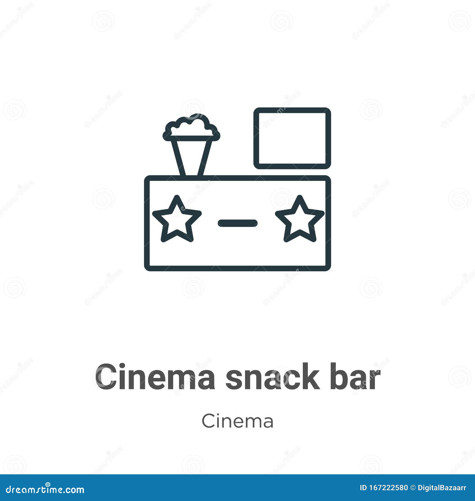 Cinema Snack Bar Outline Vector Icon. Thin Line Black Cinema Snack Bar ...