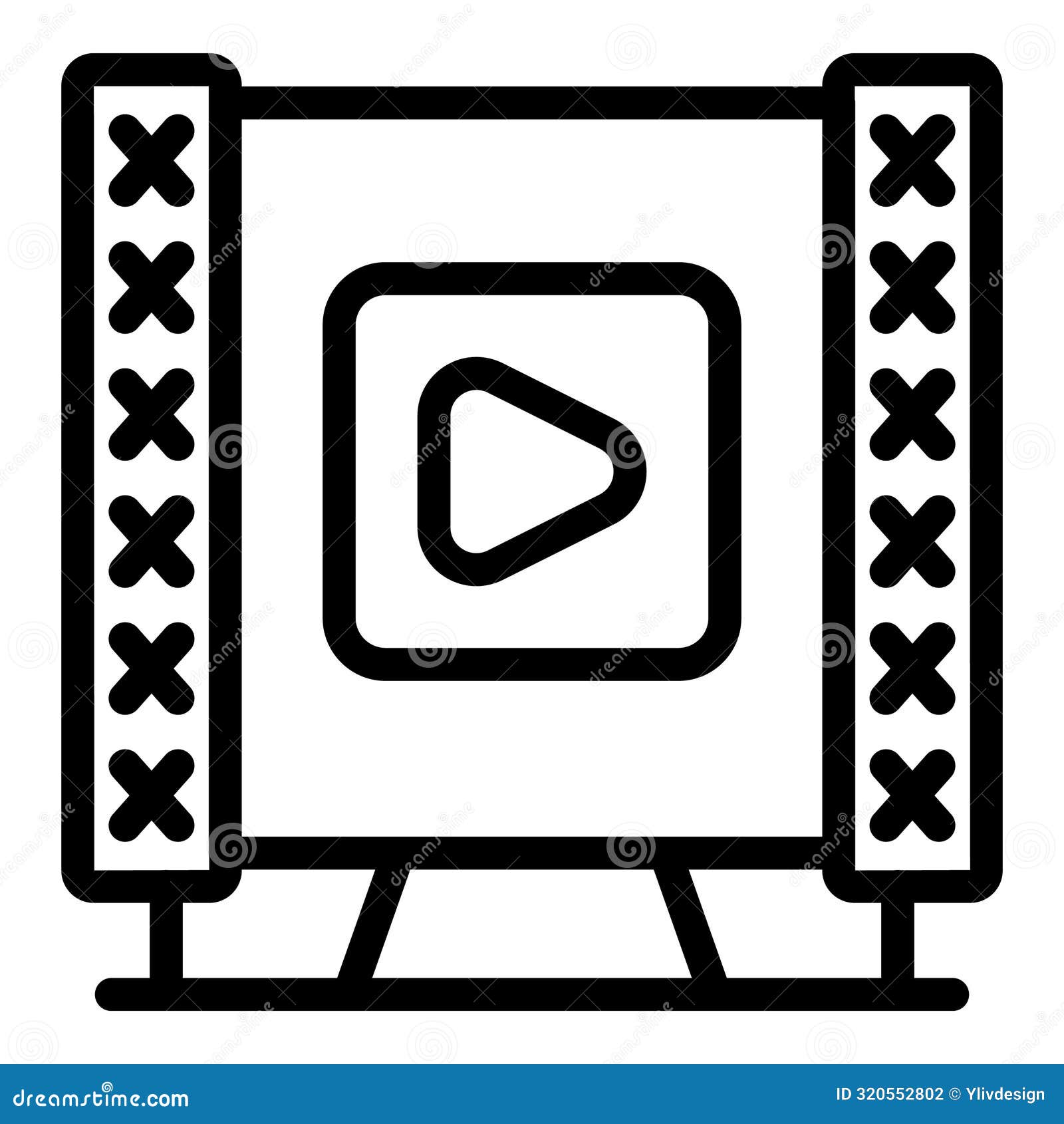 Cinema Style Play Button Icon on Movie Screen Stock Vector ...