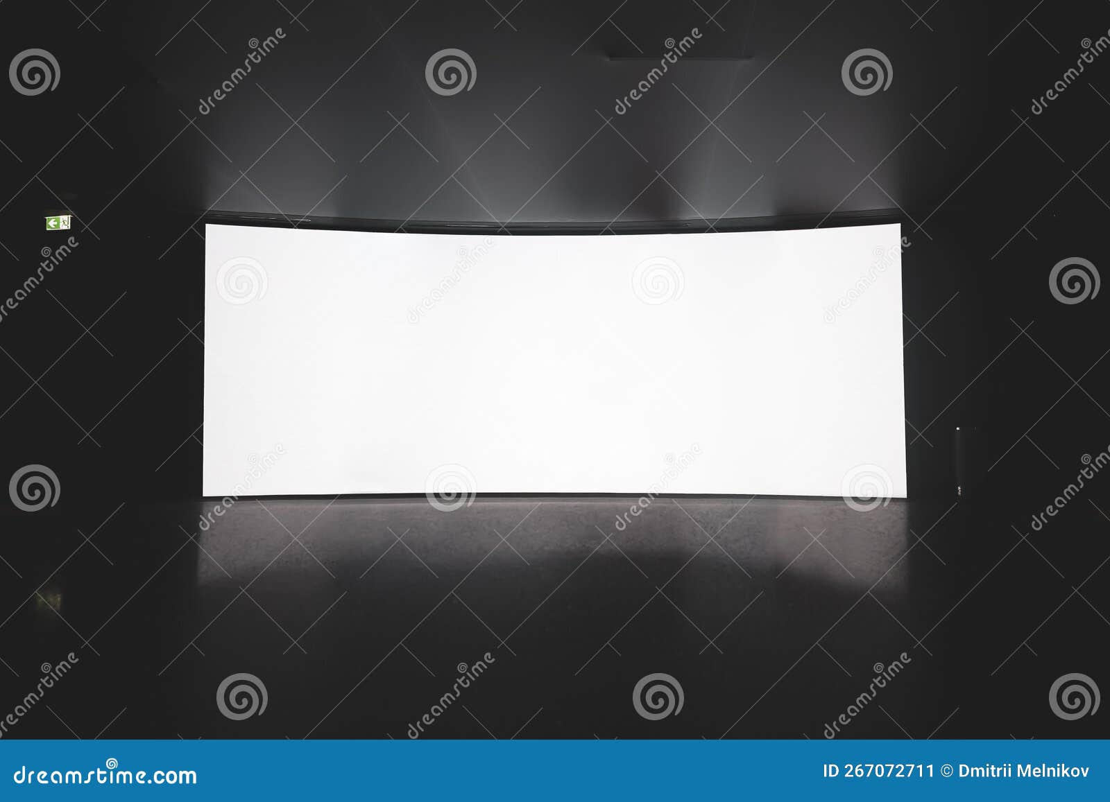 Cinema Theater. Empty White Cinema Screen on a Stand in the Auditorium ...