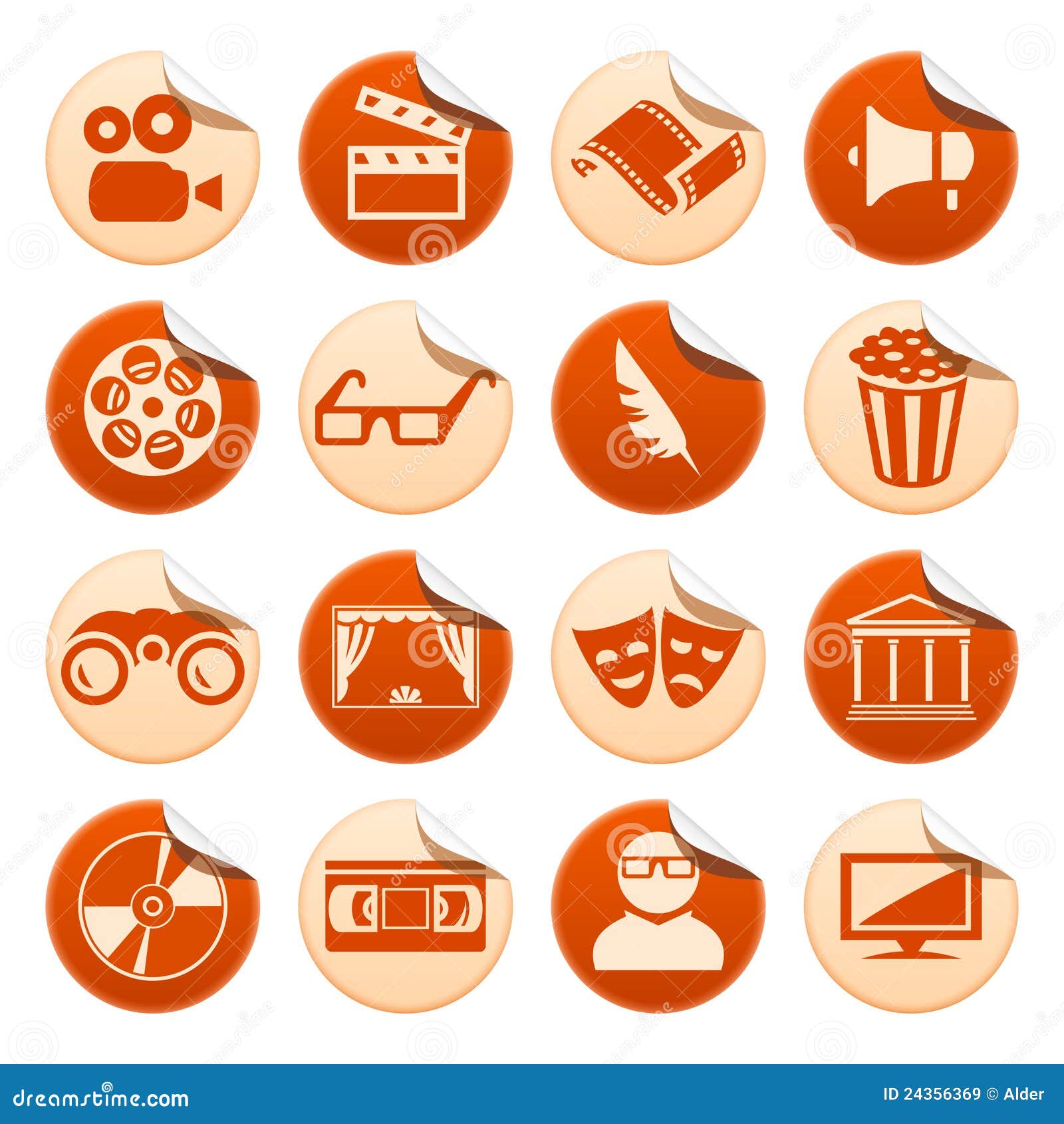 Cinema and Theatre Stickers Stock Vector - Illustration of disk, mask ...