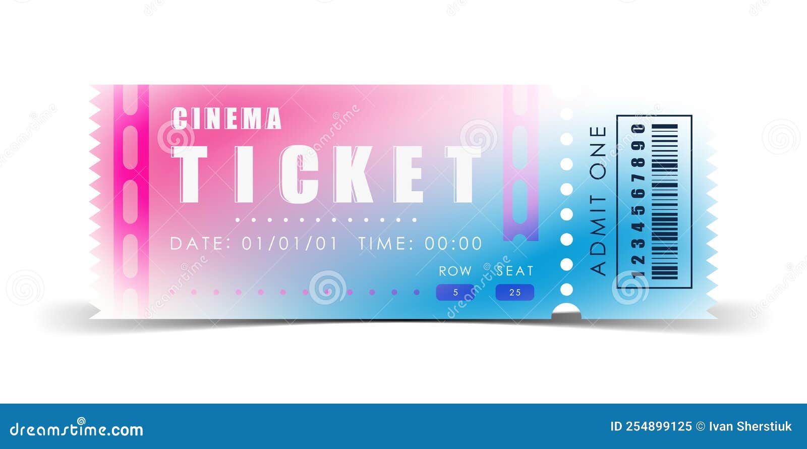 Cinema Ticket Design. Modern Ticket Card Illustration Template. Vector ...