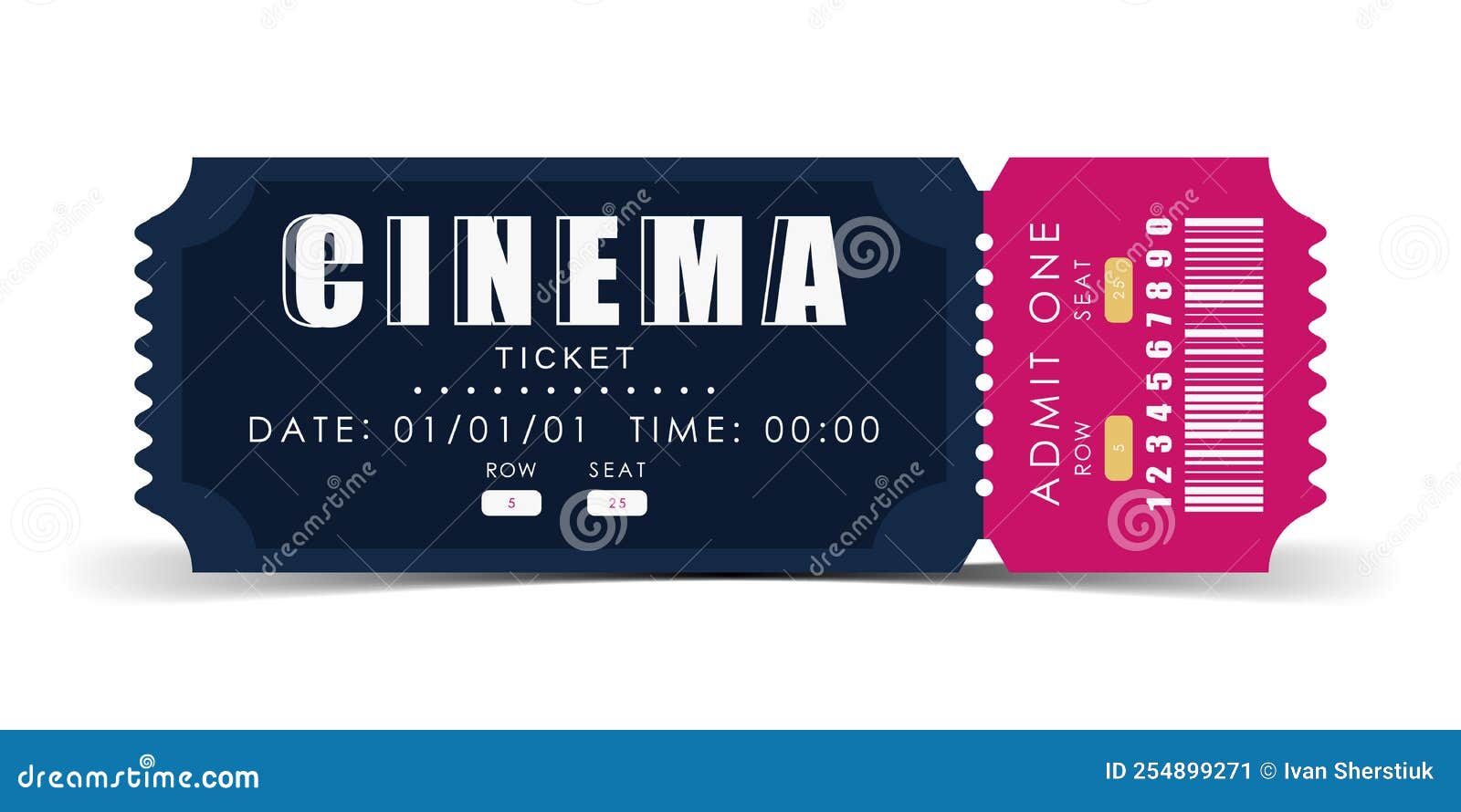 Cinema Ticket Design. Modern Ticket Card Illustration Template. Vector ...