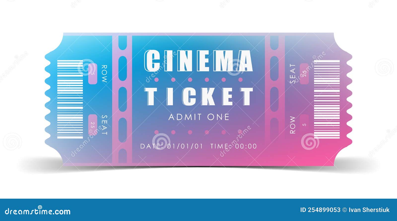 Cinema Ticket Design. Modern Elegant Ticket Card Illustration Template ...