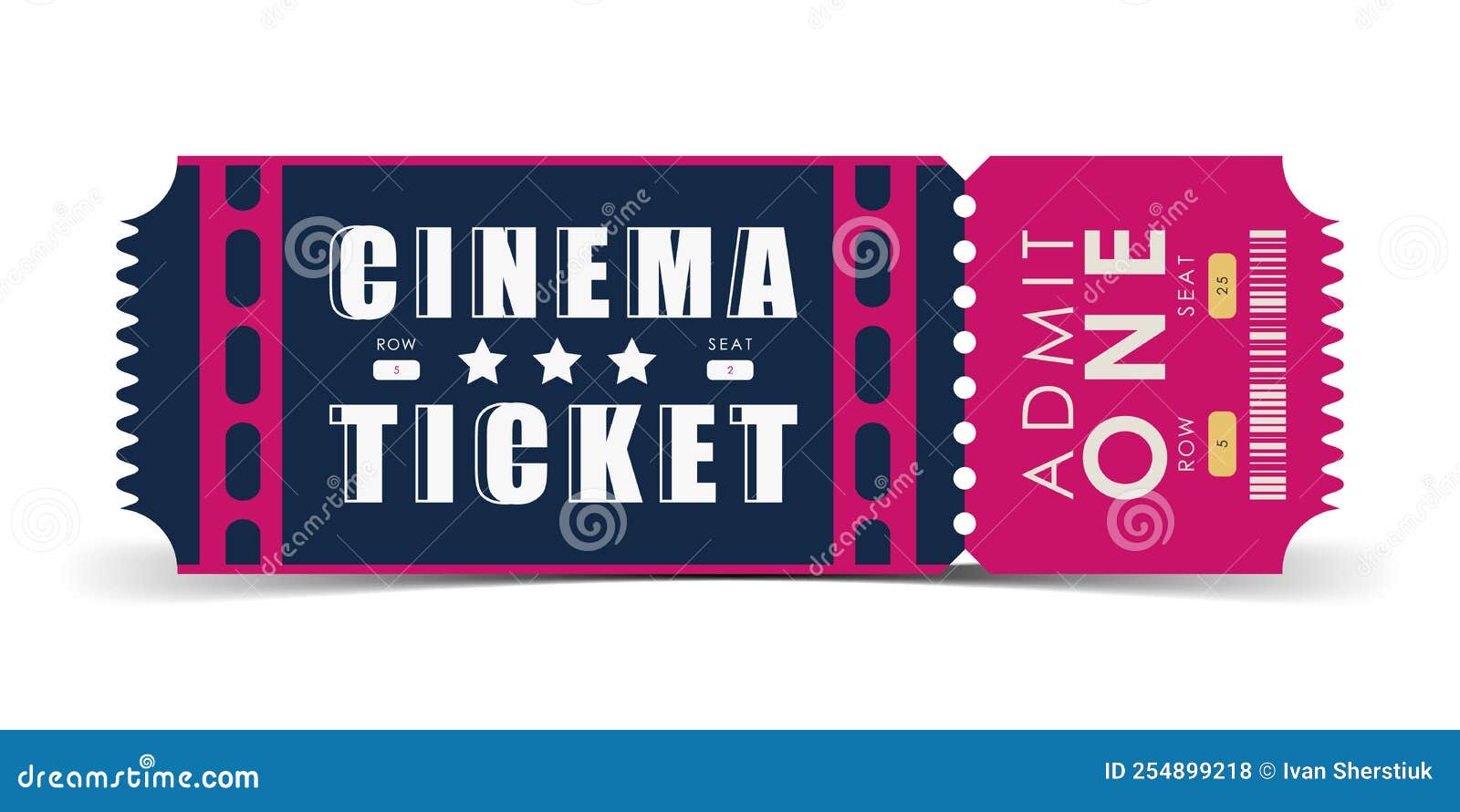 Cinema Ticket Design. Modern Elegant Ticket Card Illustration Template ...