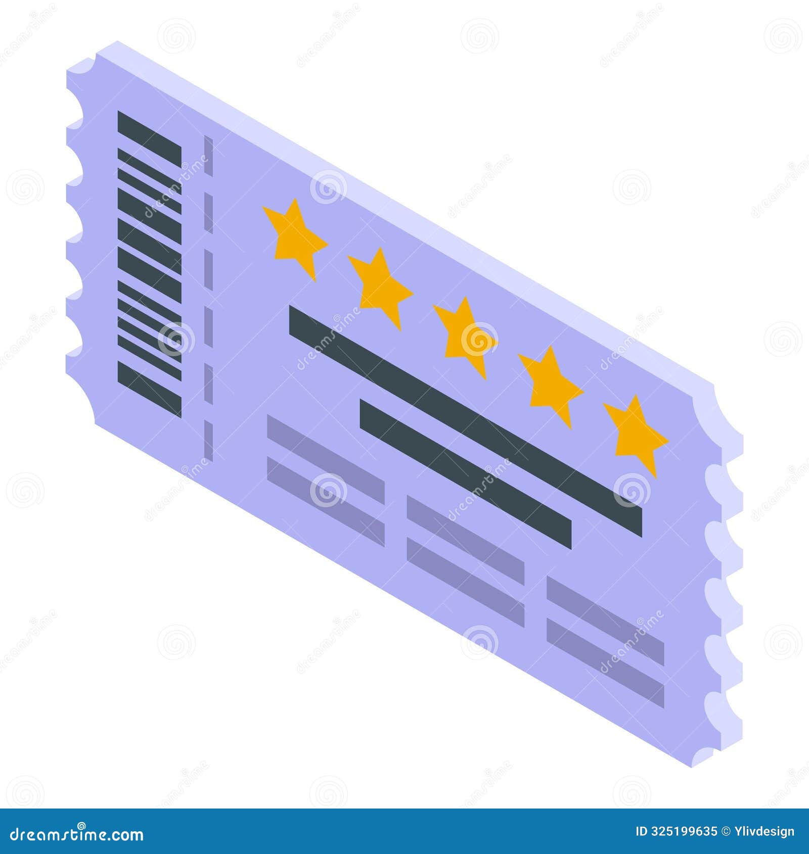 Cinema Ticket Getting Five Star Review with Barcode Stock Illustration ...