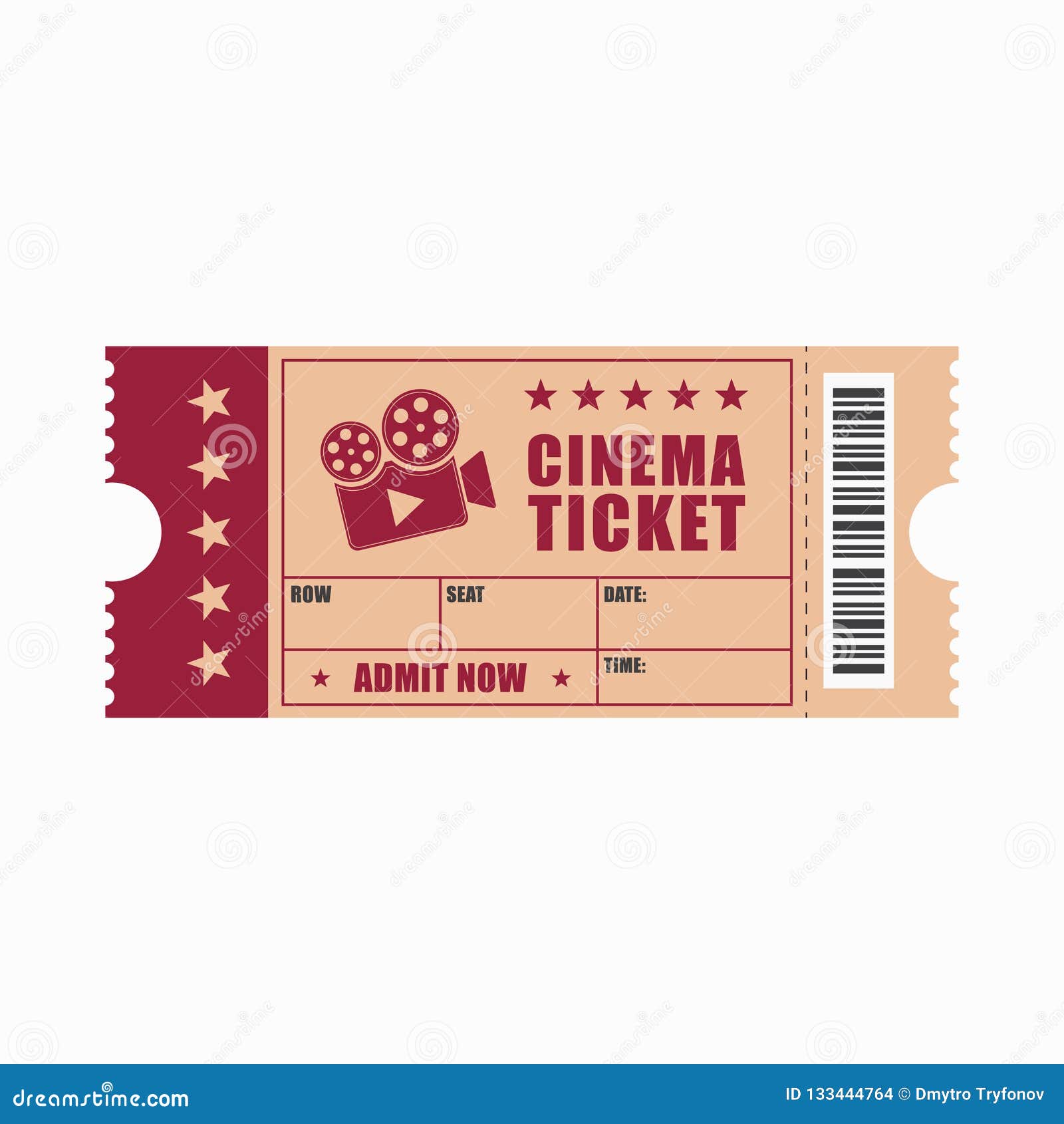 Cinema Ticket, Movie Template, Check Layout Stock Vector - Illustration ...