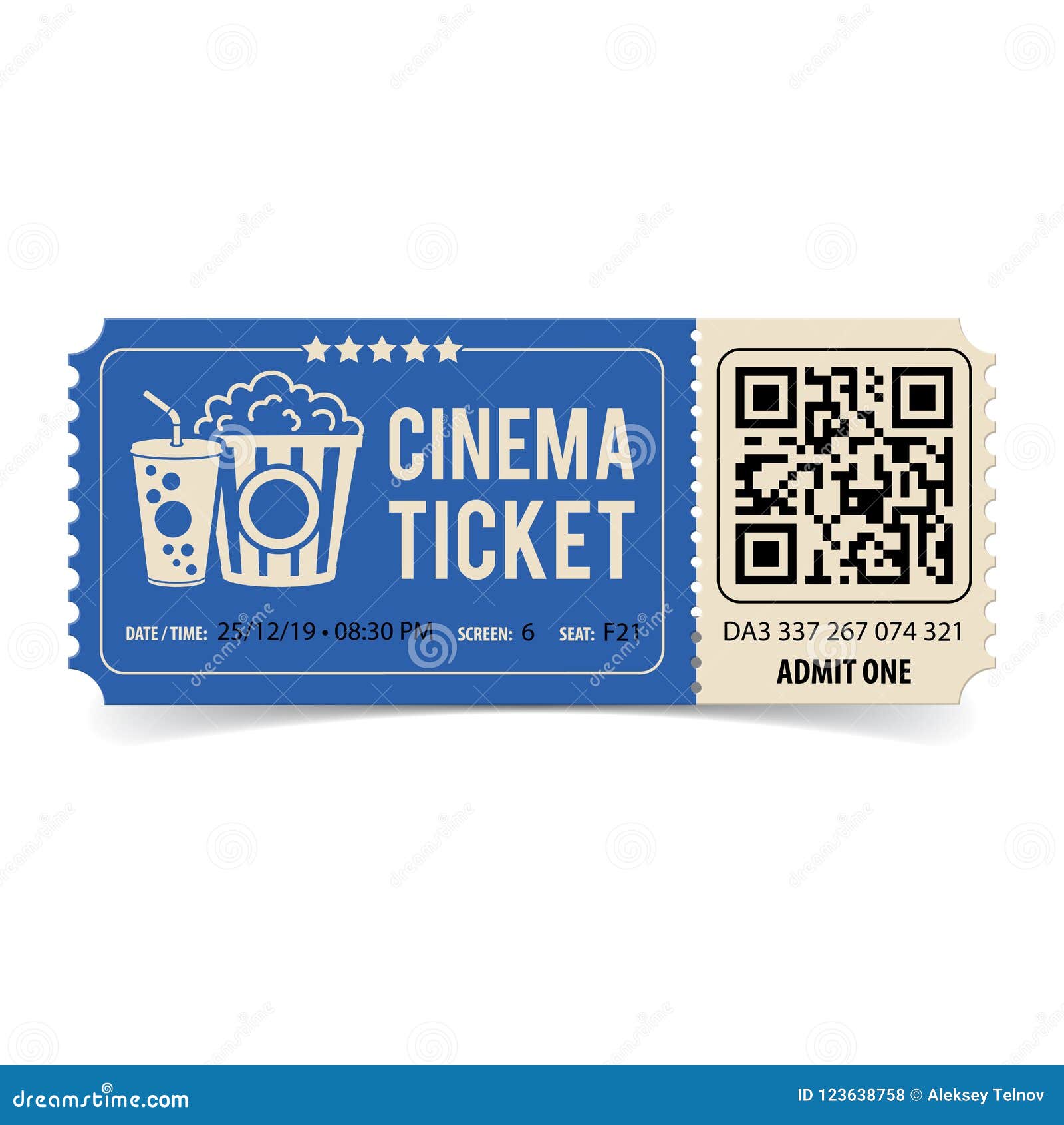 Cinema Ticket with QR Code stock vector. Illustration of delivery ...