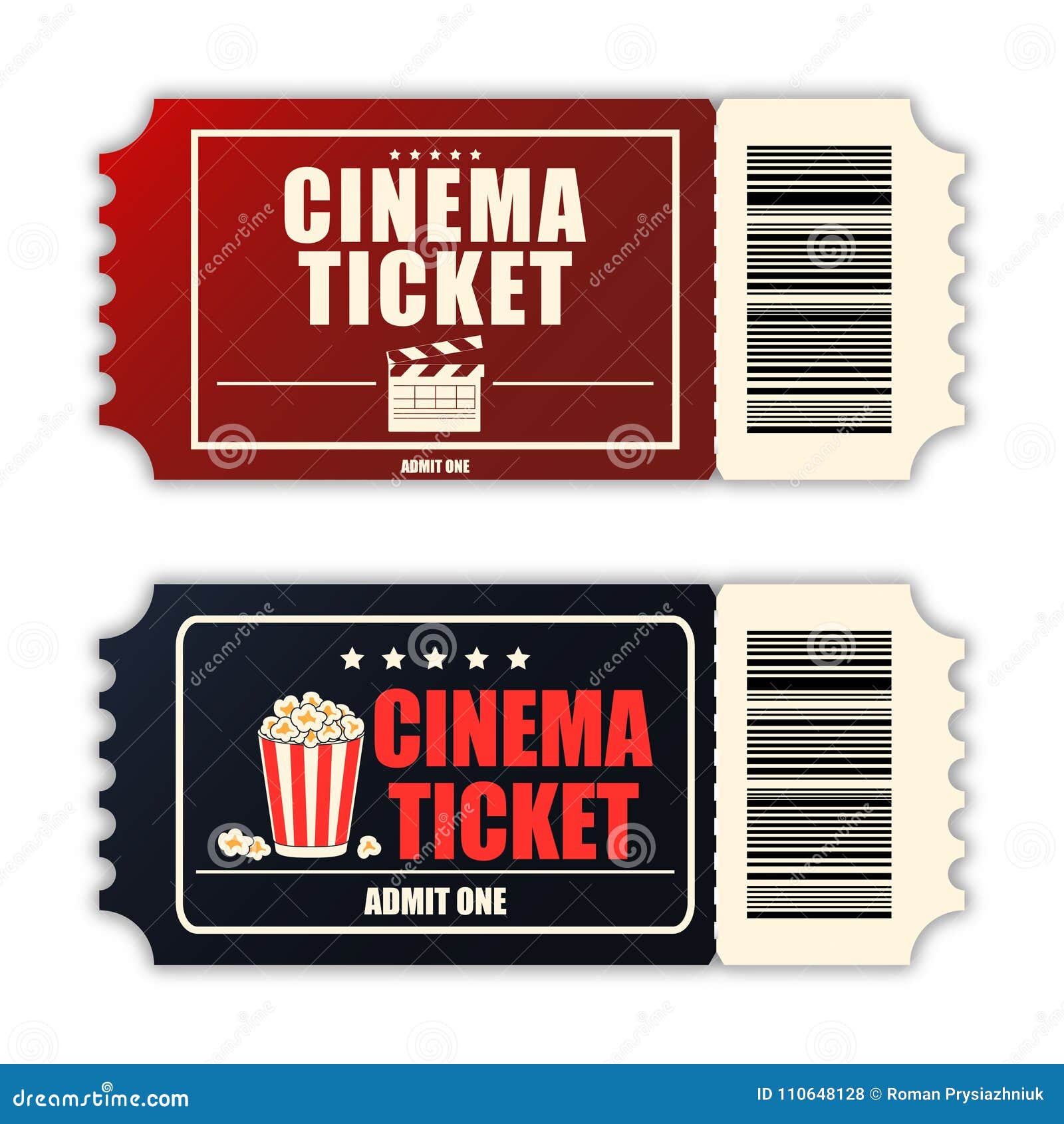 Cinema Ticket Set. Template of Two Realistic Movie Tickets Isolated on ... Cinema Ticket Set. Template of Two Realistic Movie Tickets Isolated on ...