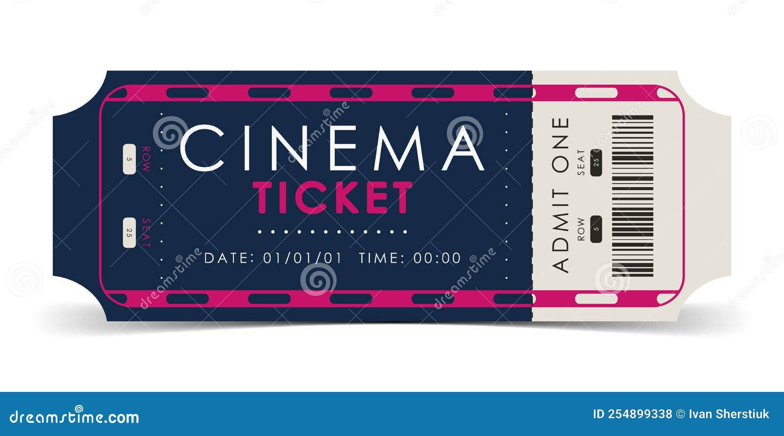 Cinema Ticket Template. Ticket Design Template. Vector Illustration ...