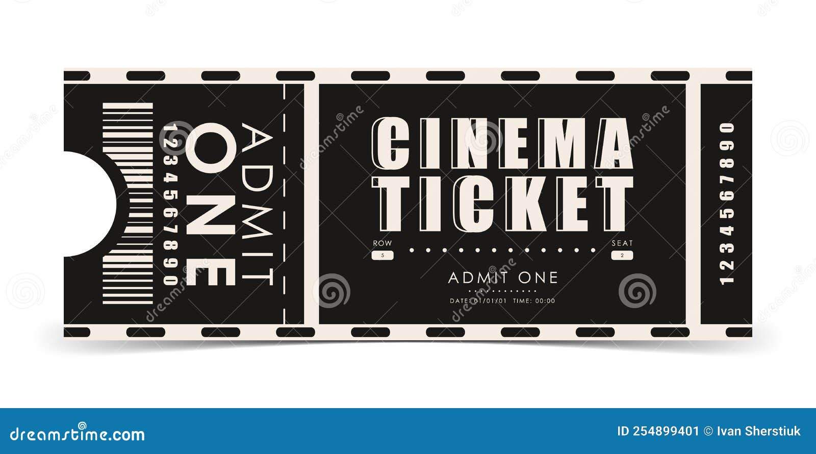 Cinema Ticket Template. Modern Elegant Ticket Card Illustration ...