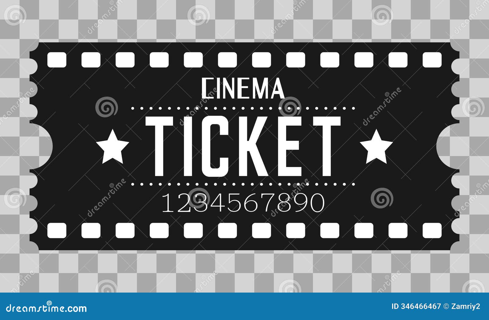 Cinema Ticket Template on Checkered Background Stock Illustration ...