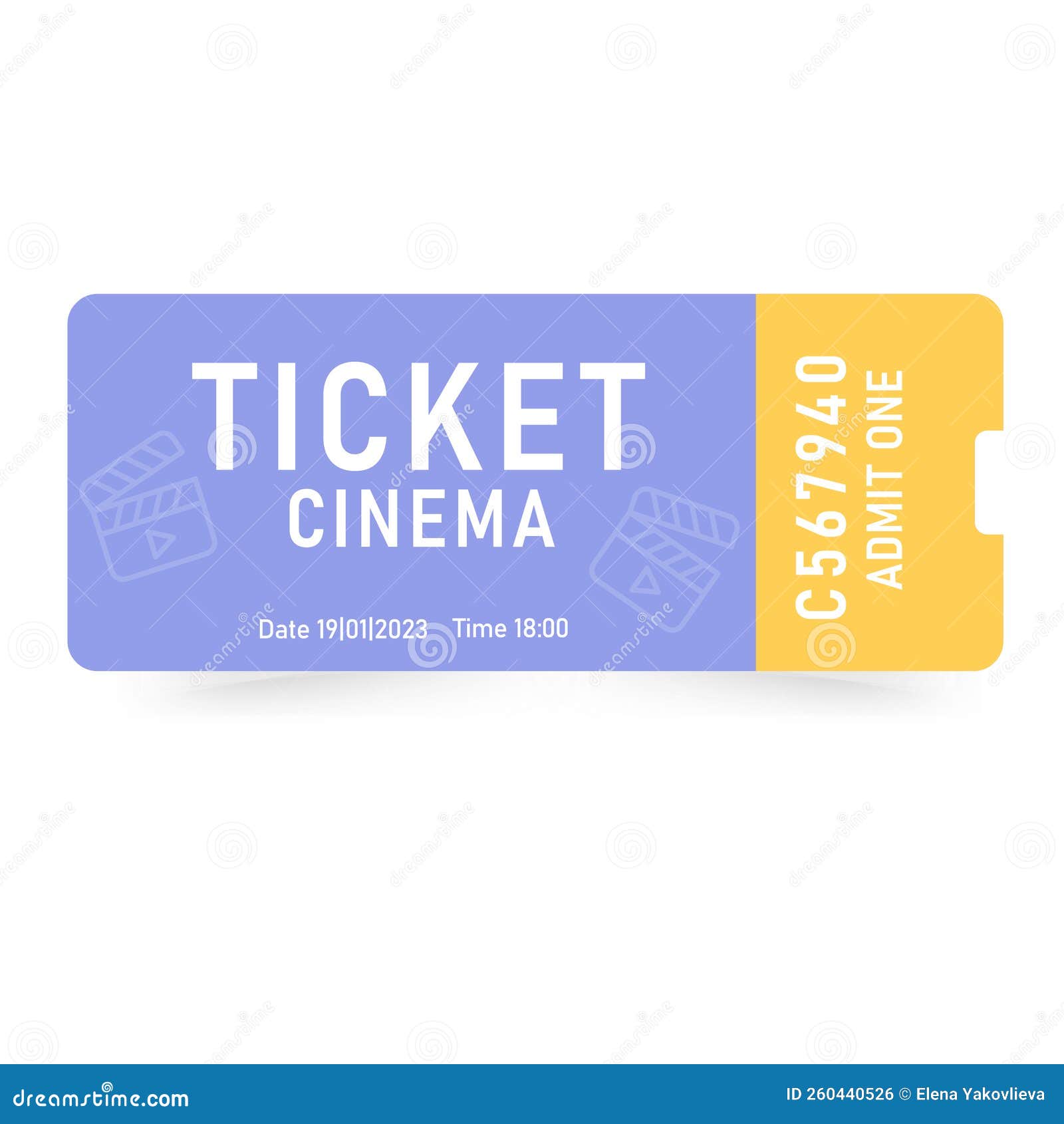 Cinema Ticket on White Background. Vector Stock Vector - Illustration ...