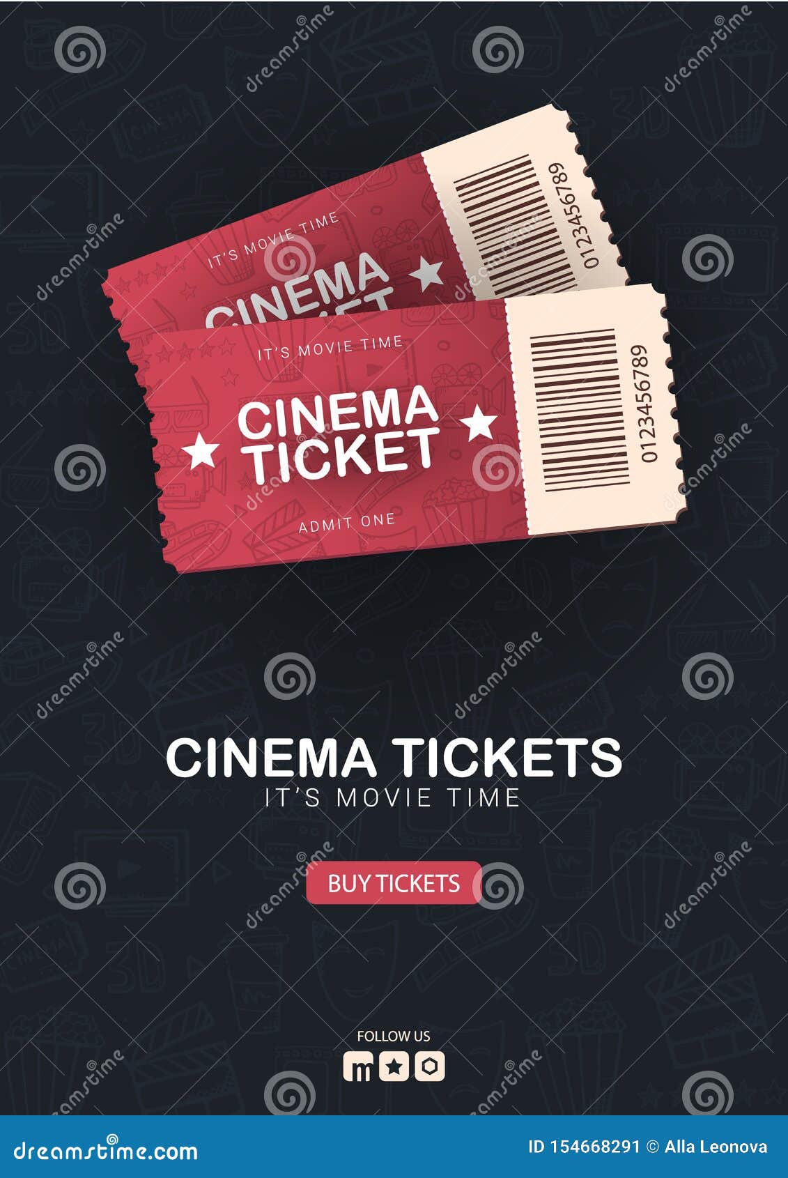 Cinema Tickets Banner. Hand Draw Doodle Background. Stock Vector ...