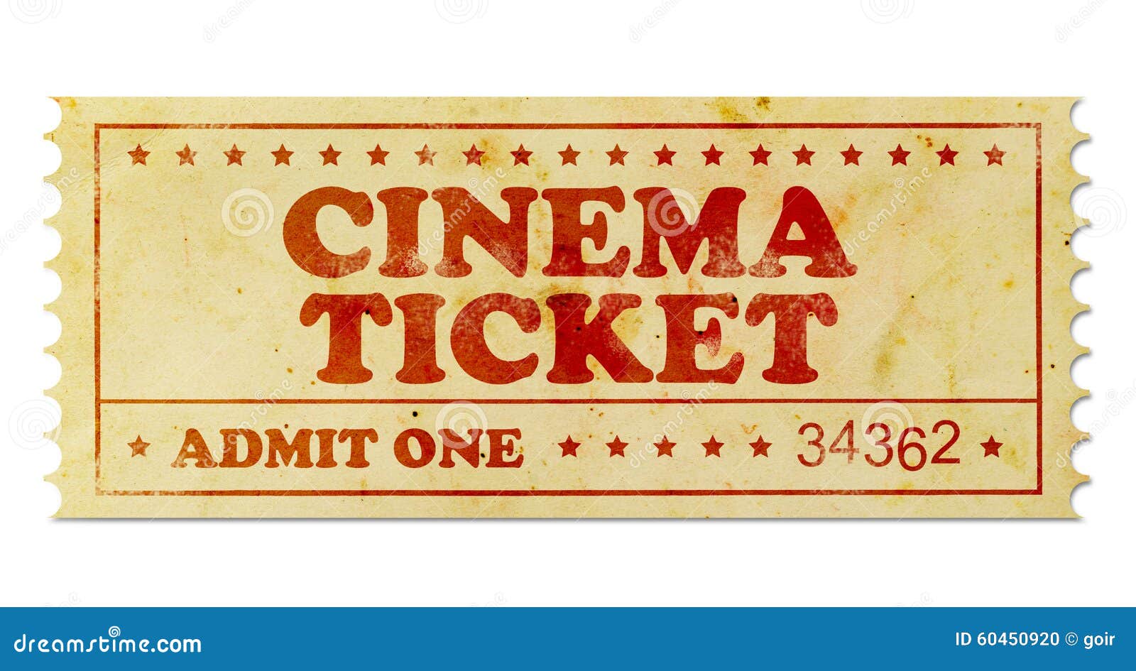 Cinema vintage ticket stock photo. Image of performance - 60450920