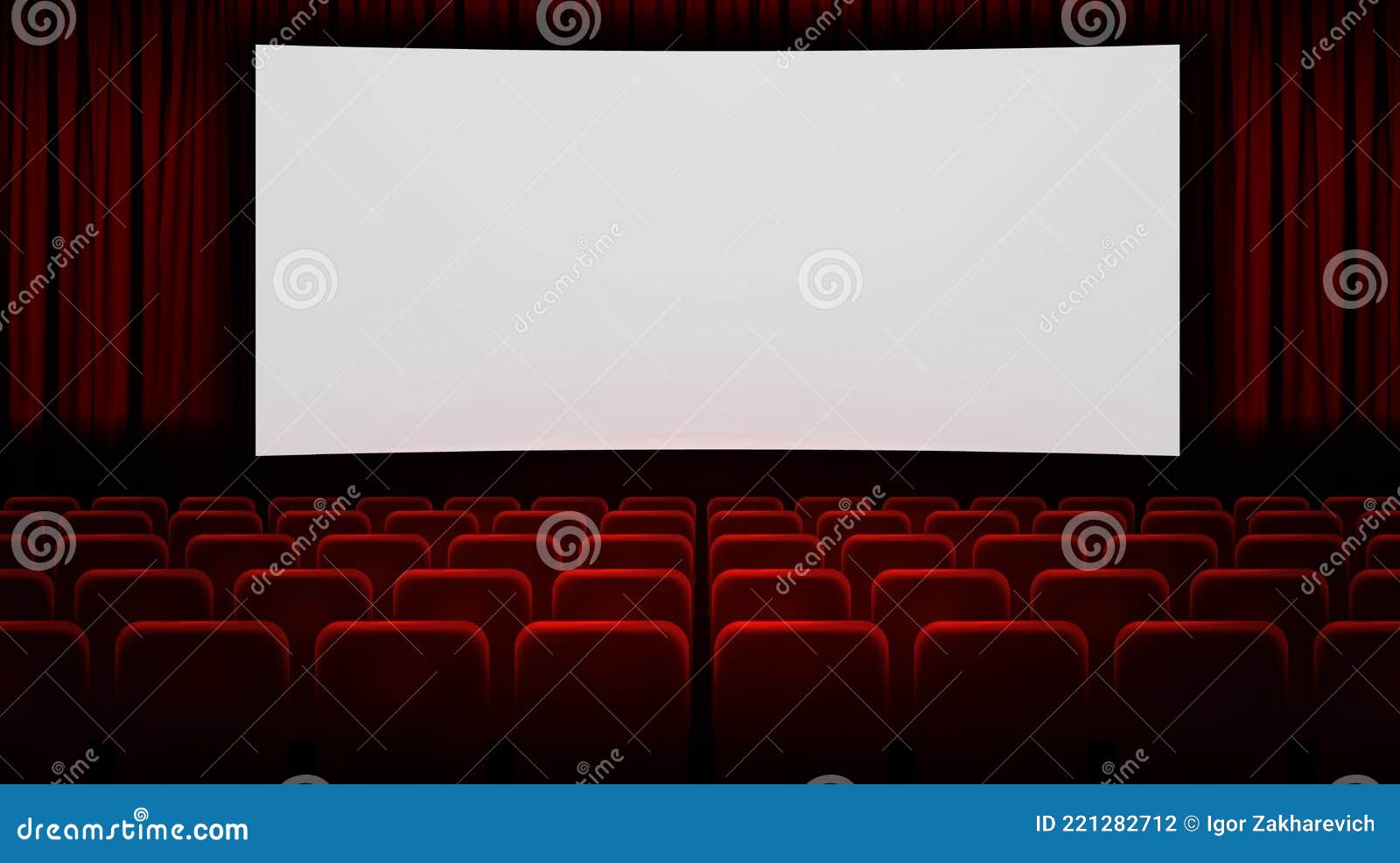 Cinema. White Screen in the Cinema Stock Illustration - Illustration of ...