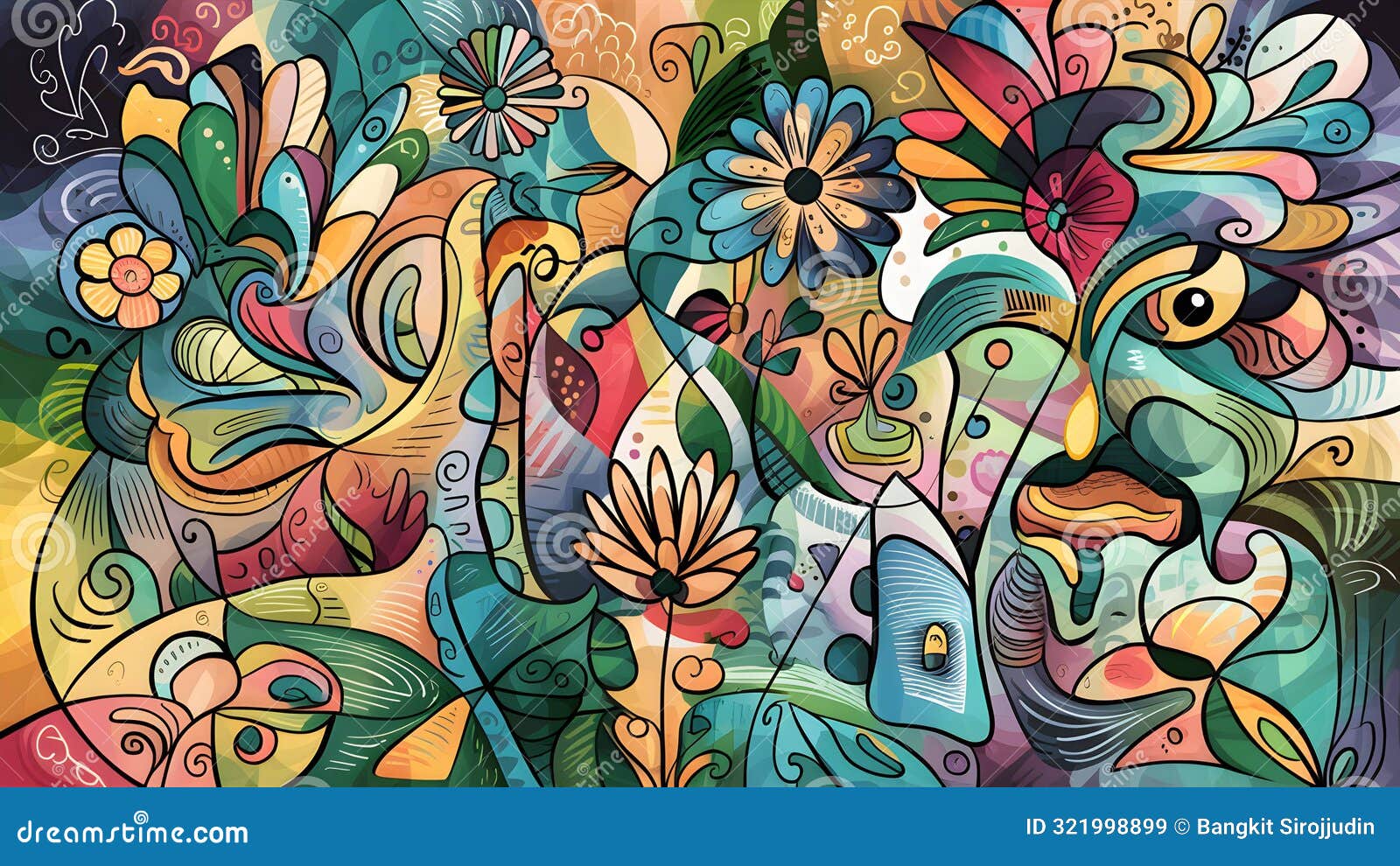 Cinematic Abstract Background with Doodled Scenes Suggests a Narrative ...