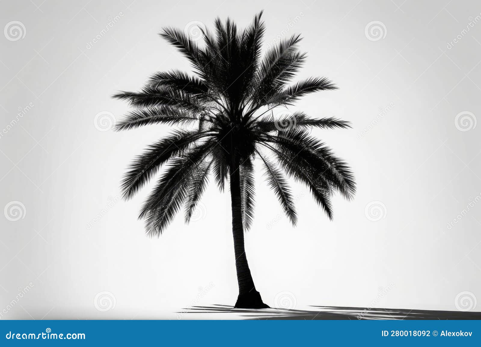 Cinematic Black Palm Tree Silhouette On White Background For Posters ...