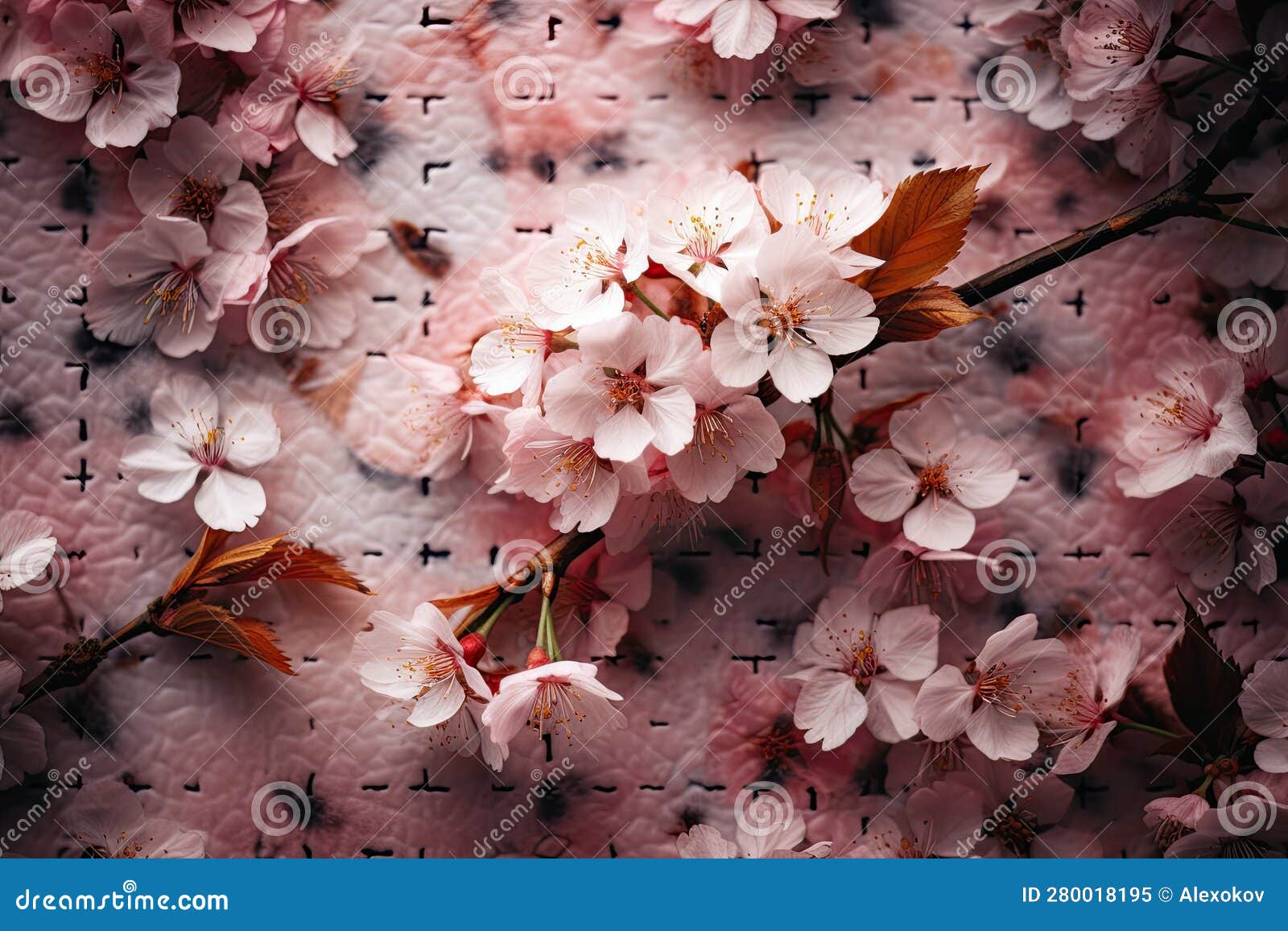 Cinematic Cherry Blossom Check Pattern for Invitations and Posters ...