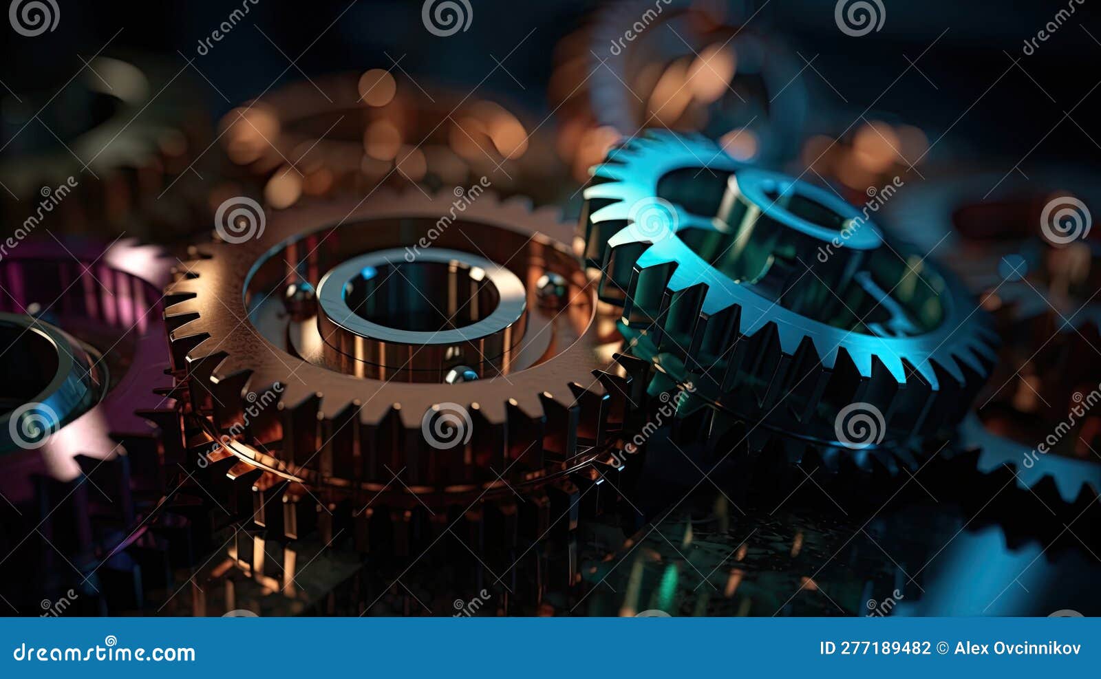 Cinematic Close-Up of Engine Gears for Industrial Designs. Stock ...