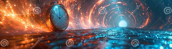 Cinematic Composition of an Endless Path Floating Clock Stock ...