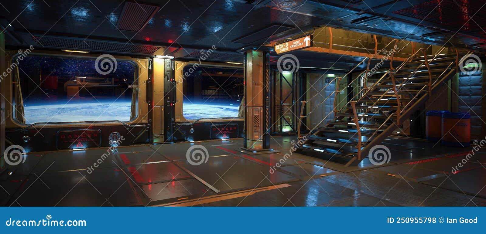 Cinematic 3D Rendering of Science Fiction Spaceship Interior with ...
