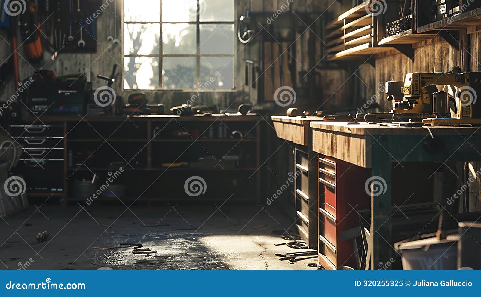 Cinematic Daylight Lighting Close Up Of Workbench Royalty-Free Stock ...