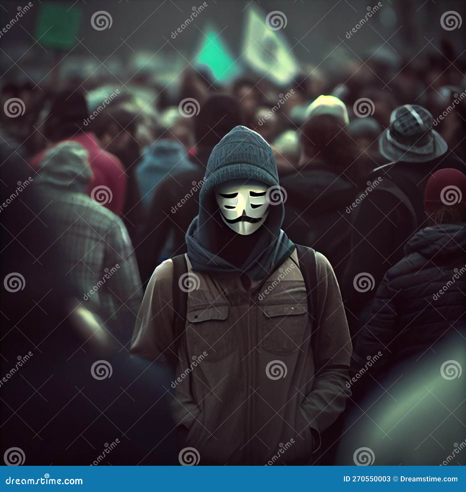 Cinematic Moment of Anonymous Protest, Made with Generative AI Stock ...