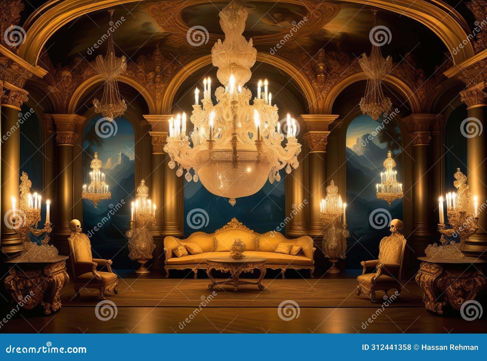 A Cinematic Portrait of Excess and Wealth Stock Illustration ...