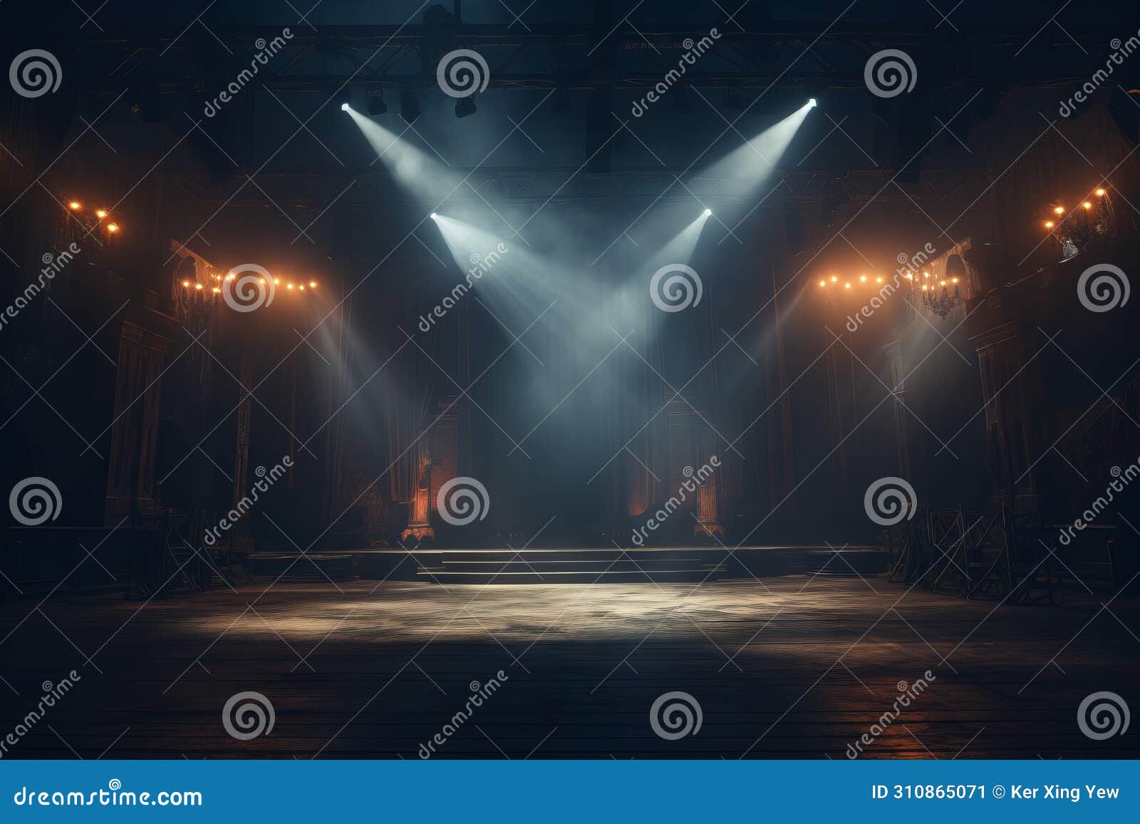 Cinematic Scene with Dramatic Stage Lighting Stock Illustration ...
