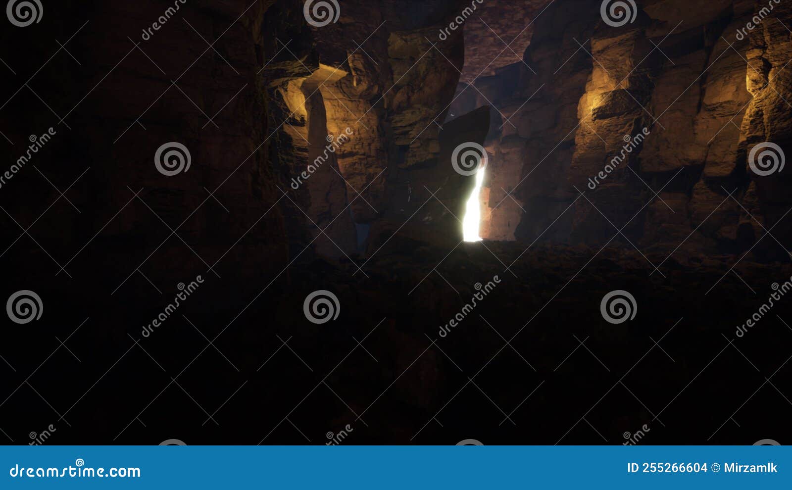 Cinematic Shot from Inside of a Cave with a Light Source, 3d Render 4K ...