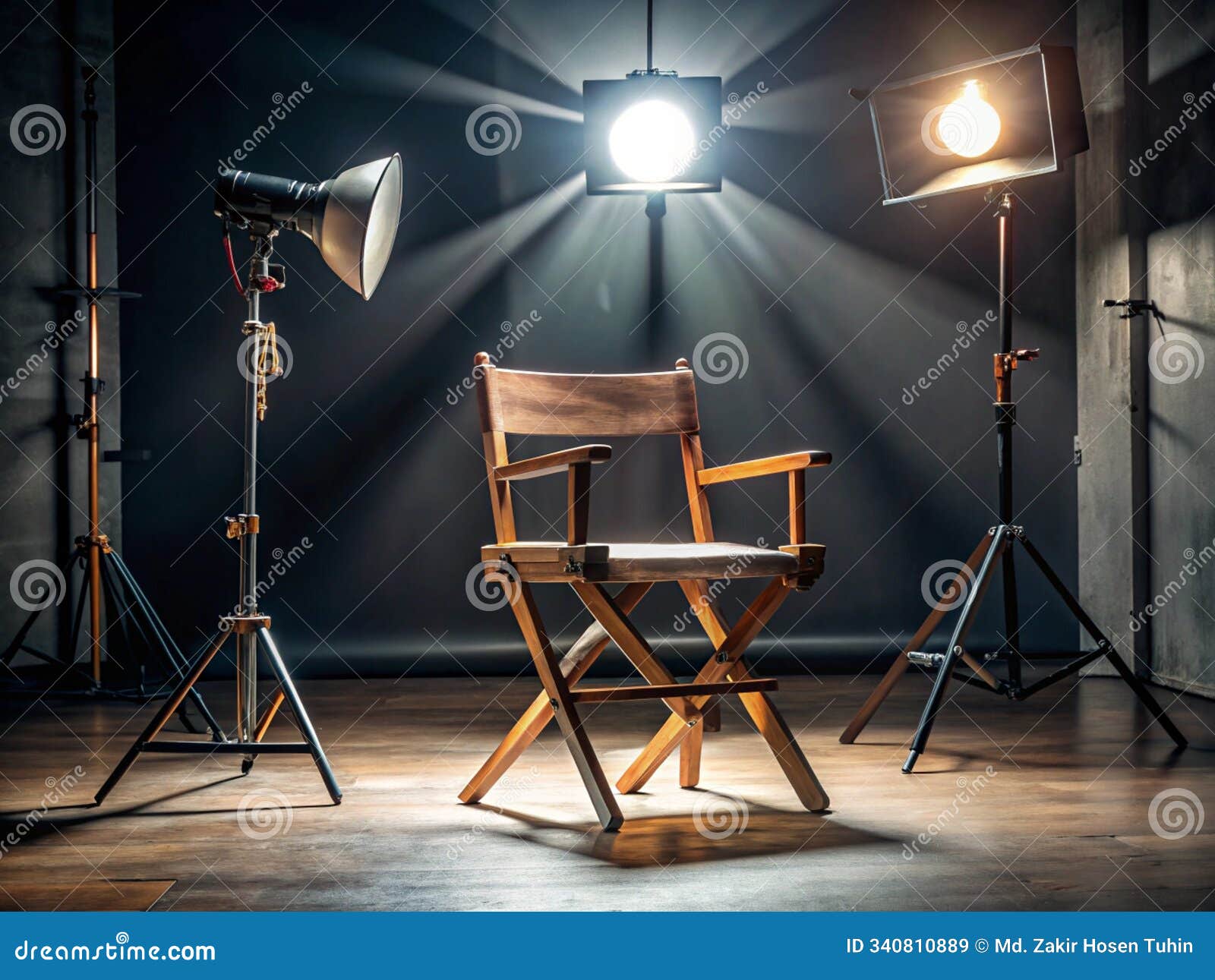 Cinematic Studio Shot of Chair with Dramatic Lighting in Dark Room ...