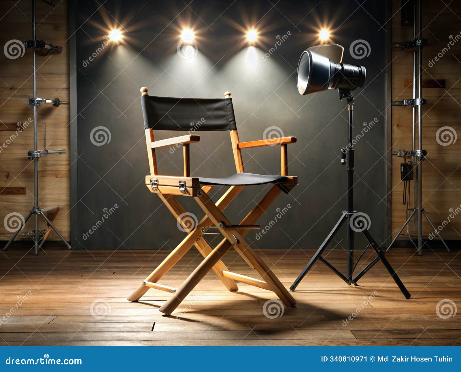 Cinematic Studio Shot of Chair with Dramatic Lighting in Dark Room ...