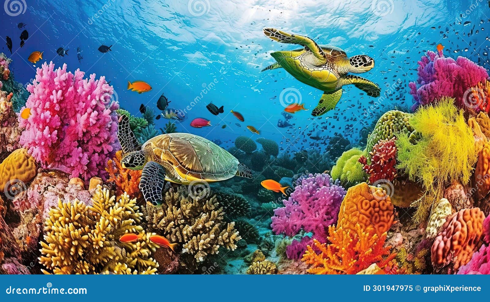 Cinematic Underwater Great Barrier Reef Scene Stock Illustration ...