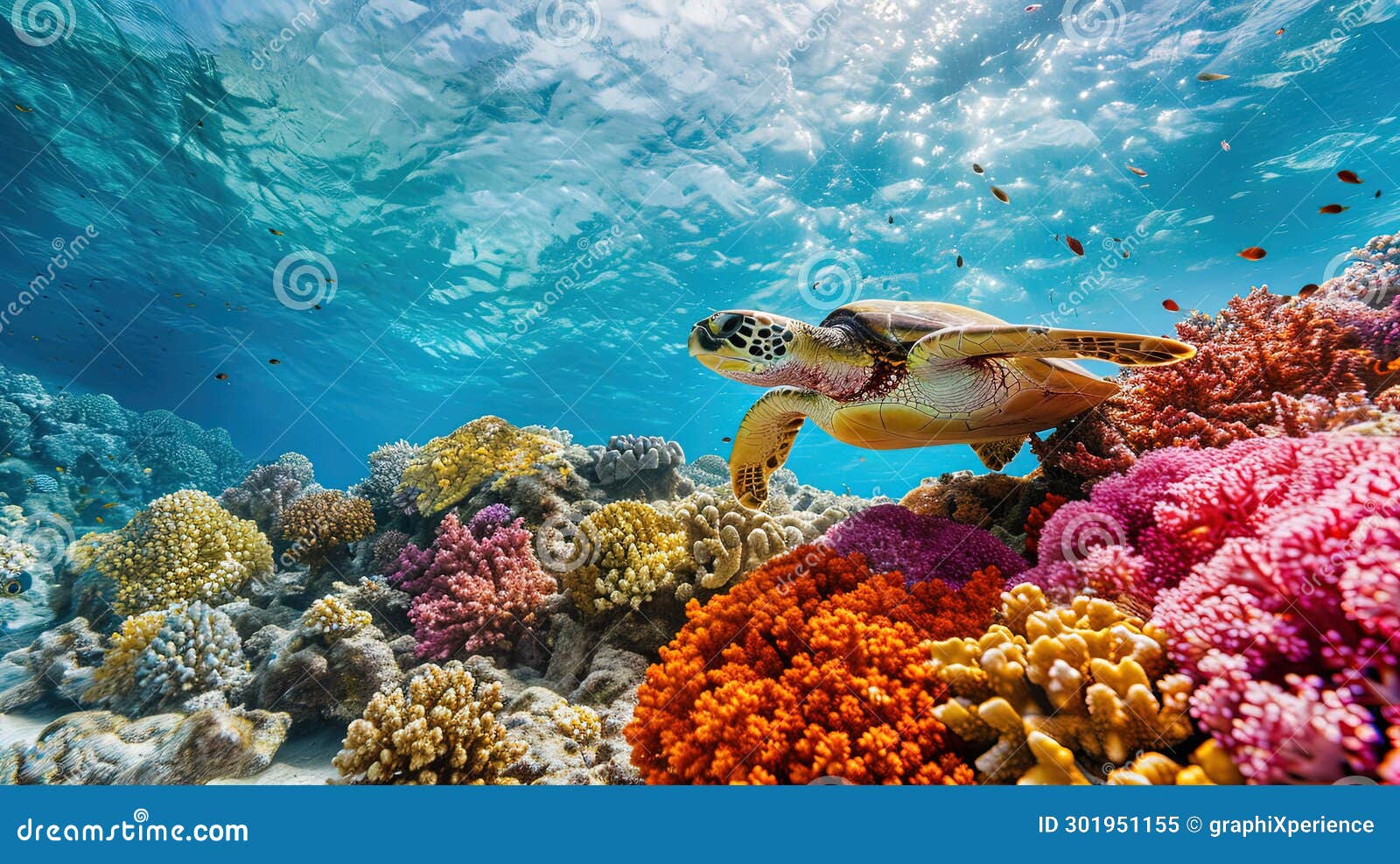 Cinematic Underwater Great Barrier Reef Scene Stock Illustration ...