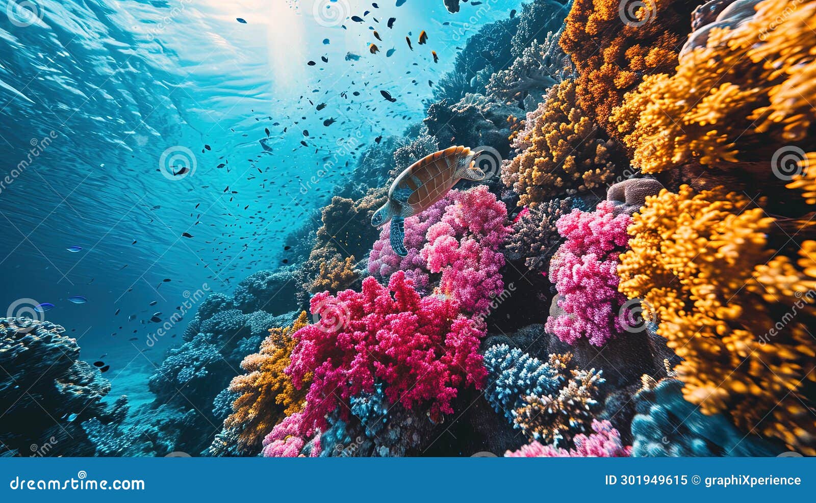 Cinematic Underwater Great Barrier Reef Scene Stock Illustration ...