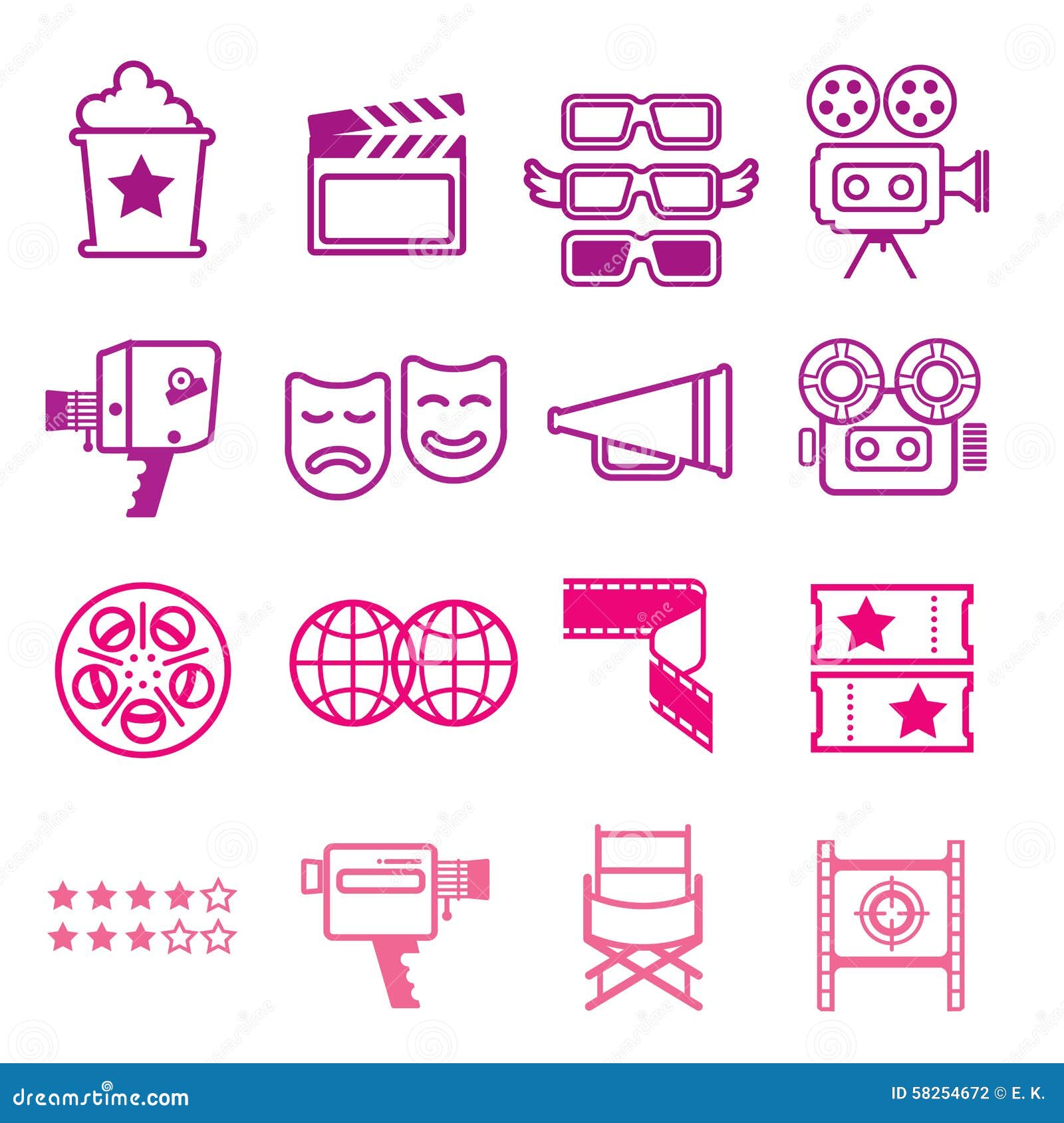 Cinematography flat Icons. stock vector. Illustration of planet - 58254672