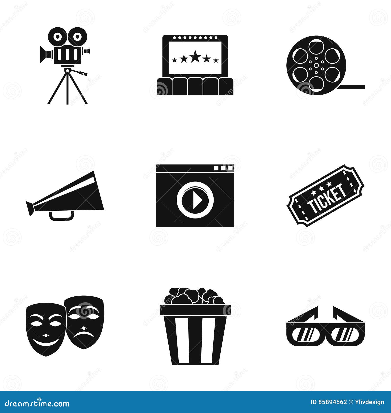 Cinematography Icons Set, Simple Style Stock Vector - Illustration of ...