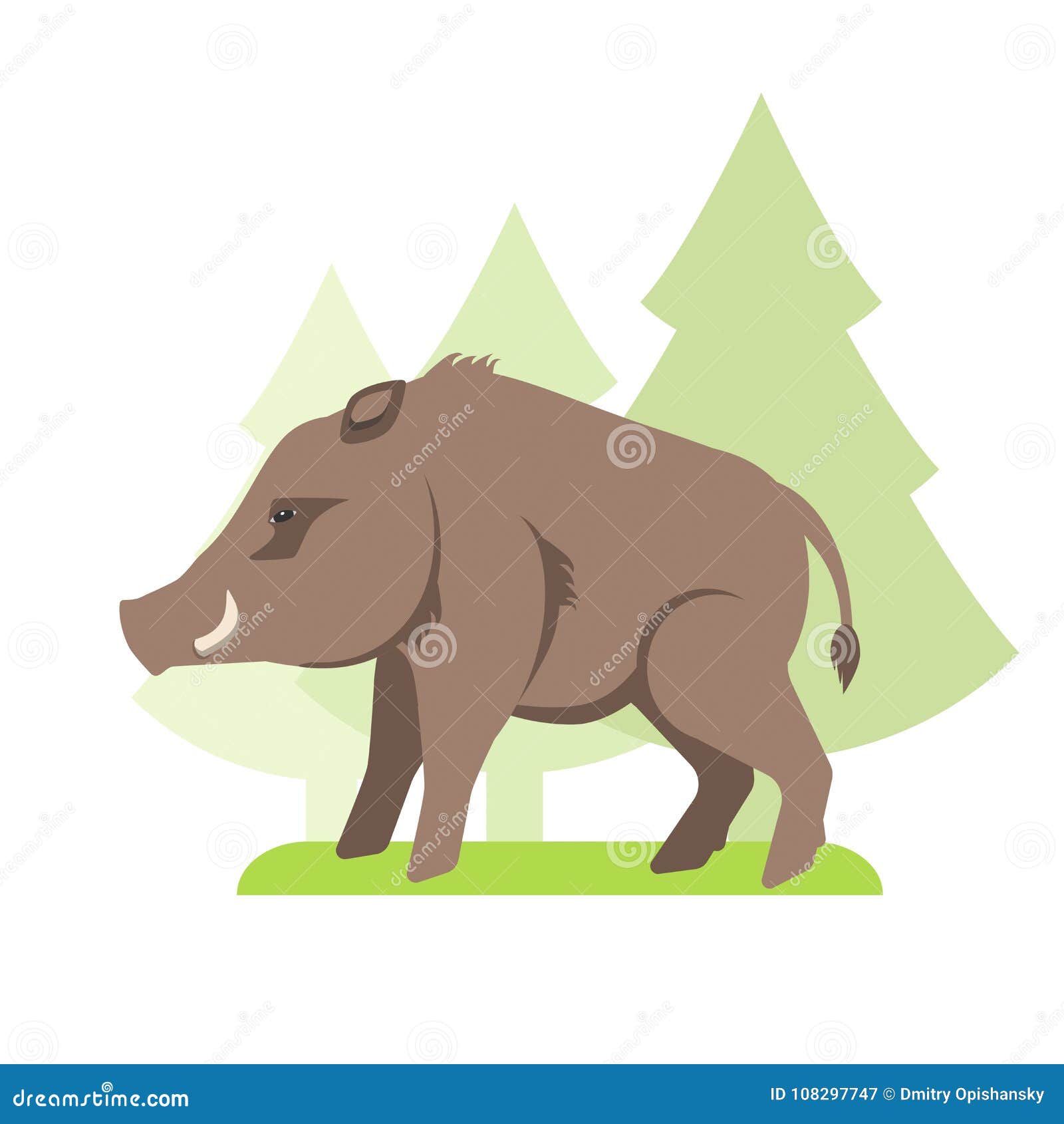 Cinghiale nella foresta illustrazione vettoriale. Illustrazione di ...