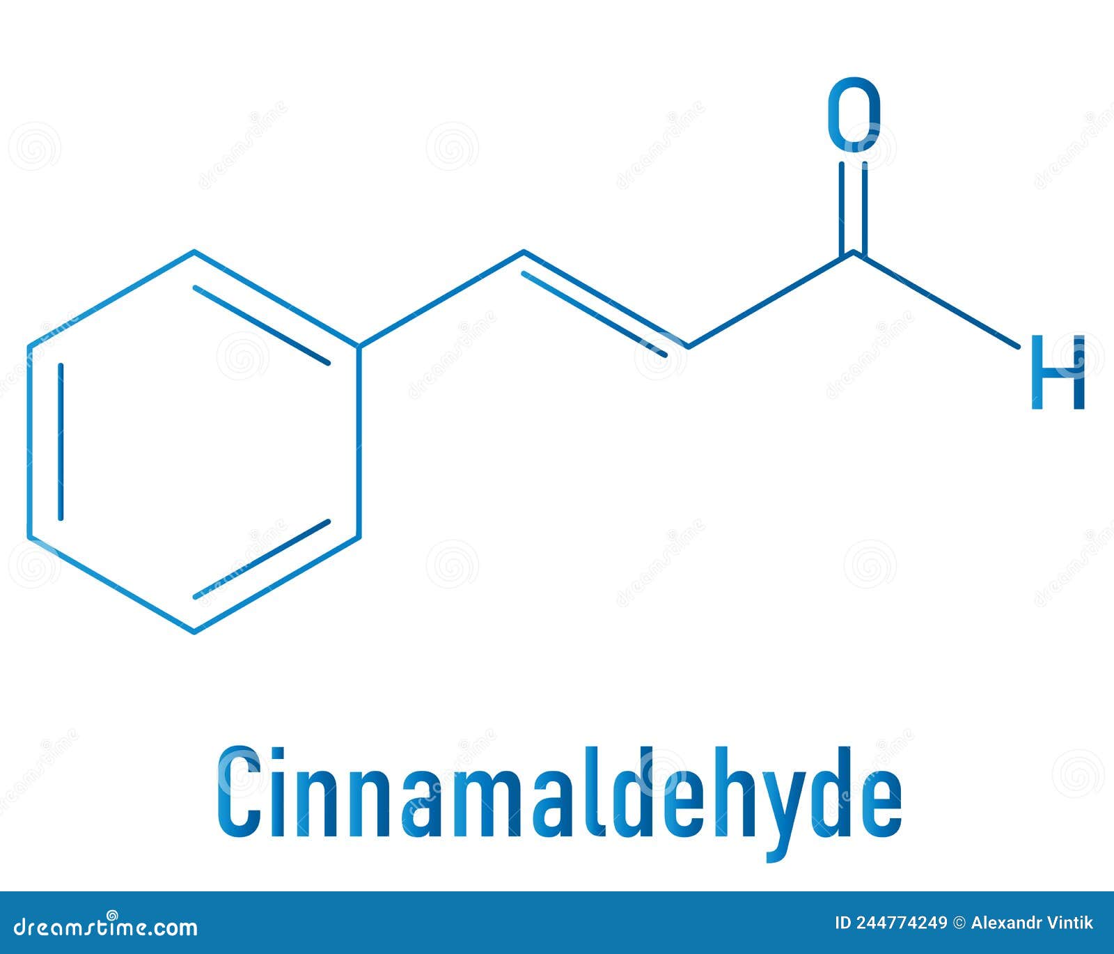 Cinnamaldehyde or Cinnamic Aldehyde Cinnamon Flavor Molecule. Skeletal ...