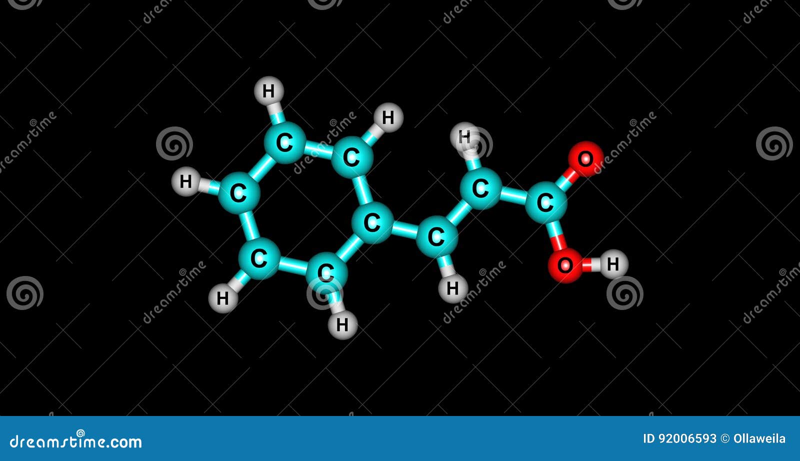 Cinnamic Acid Molecular Structure Isolated on Black Stock Illustration ...