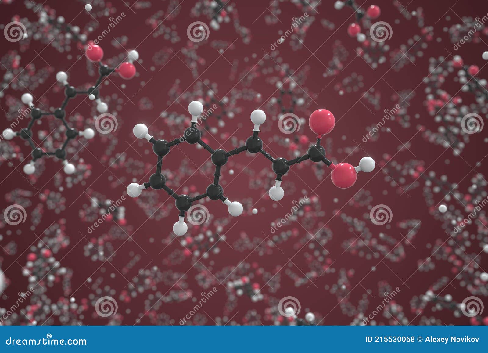 Cinnamic Acid Molecule, Ball-and-stick Molecular Model. Chemical 3d ...