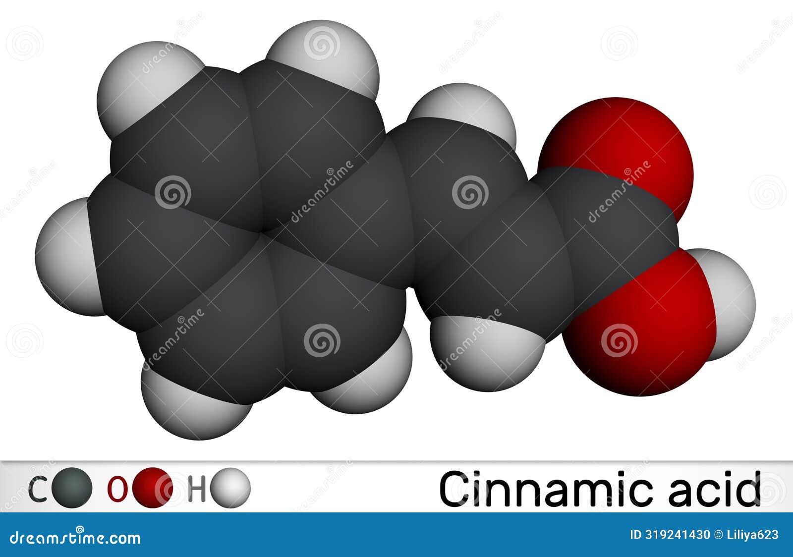 Cinnamic Acid Molecule. Molecular Model Stock Illustration ...