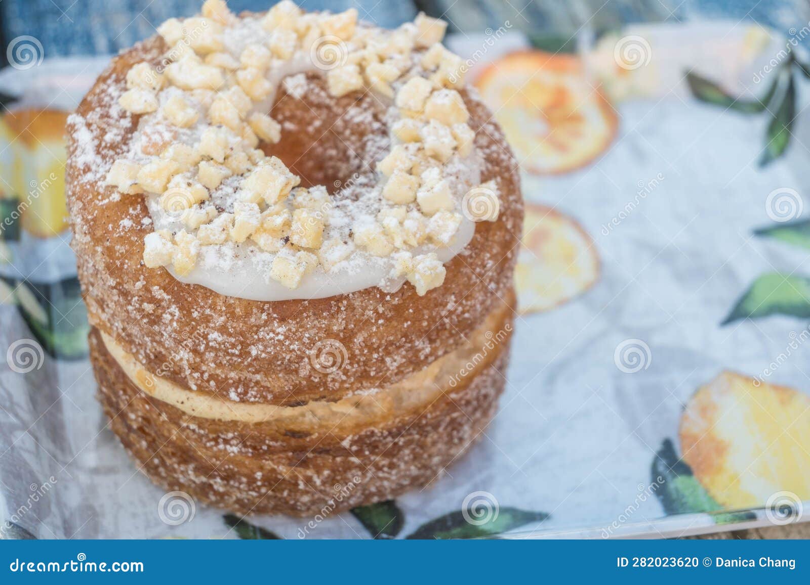 Cinnamon Apple Cronut on a Lemon Tray Stock Photo - Image of mixture ...