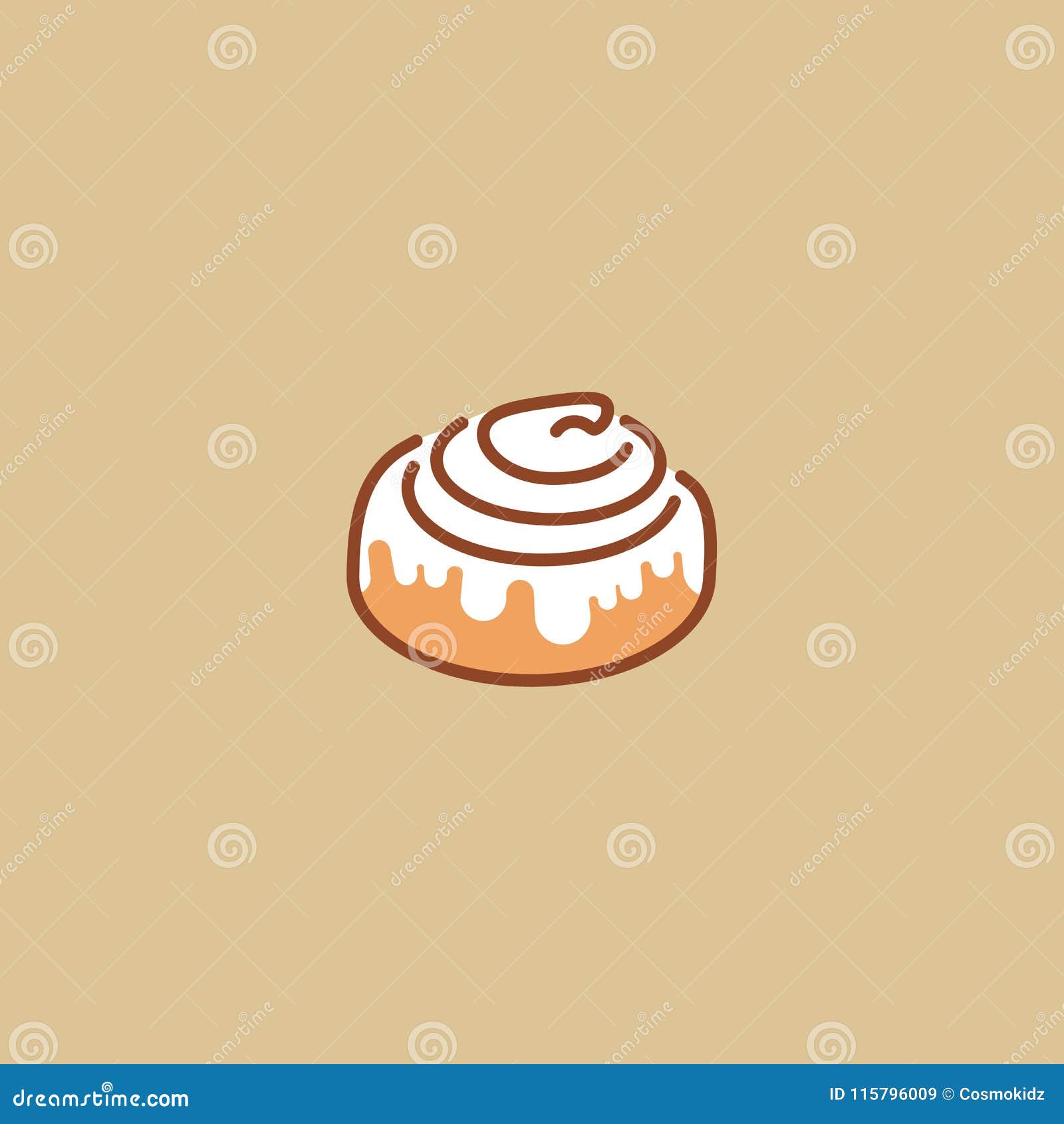 Cinnabon Bun One Line Art. Continuous Line Drawing Of Cake, Butter Roll ...