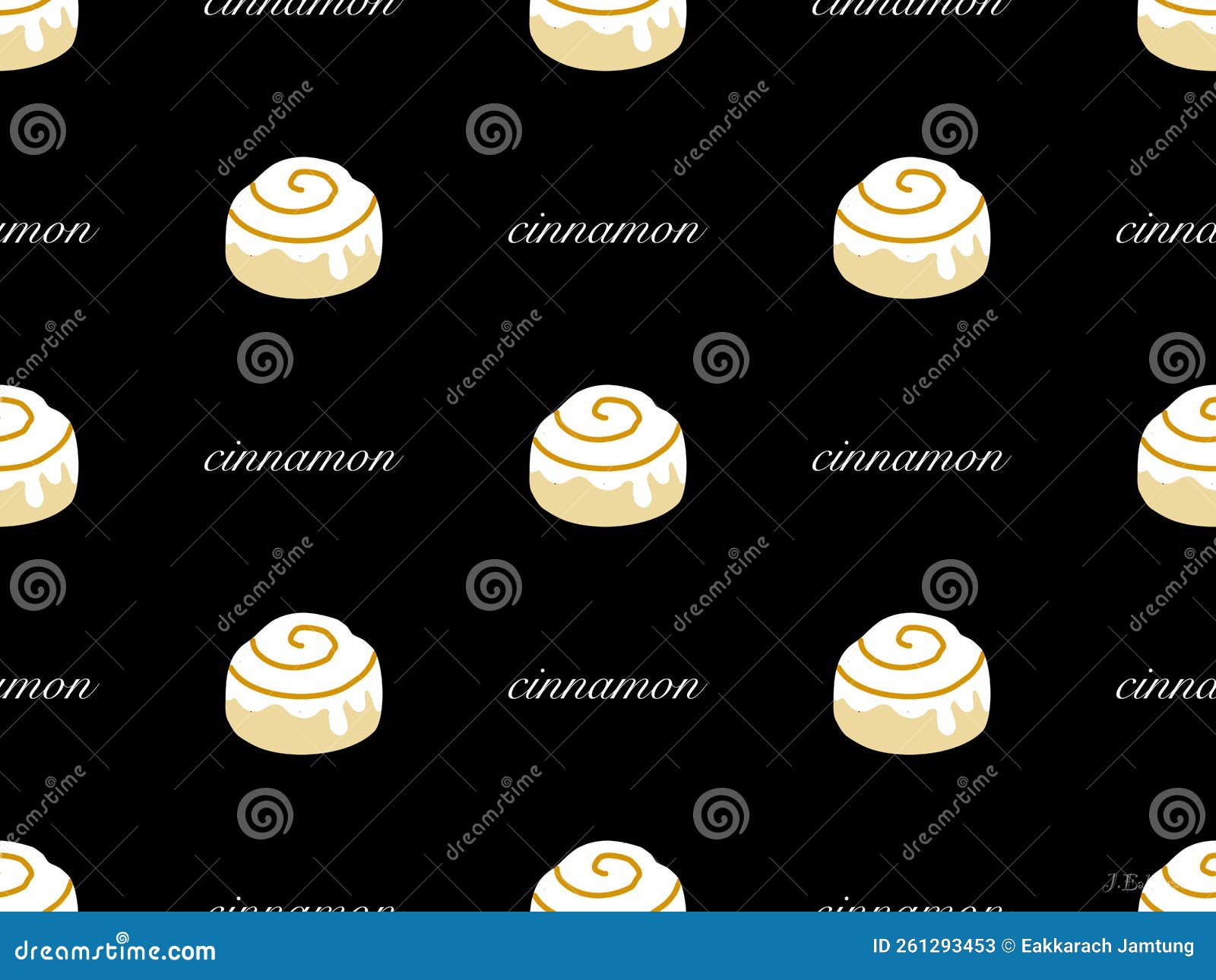 Cinnamon Bun Cartoon Style Vector Illustration. Doodle Clip Art Element ...